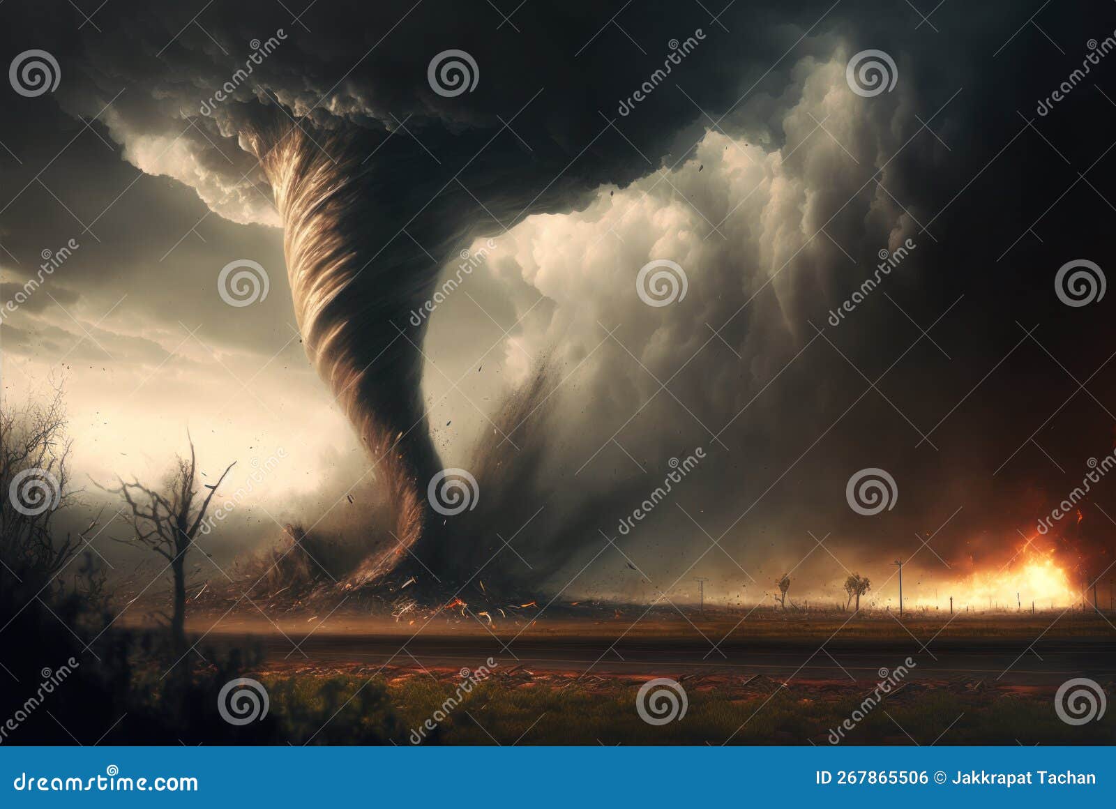 A Tornado Formed in the Evening from a Supercell. Stock Photo - Image ...