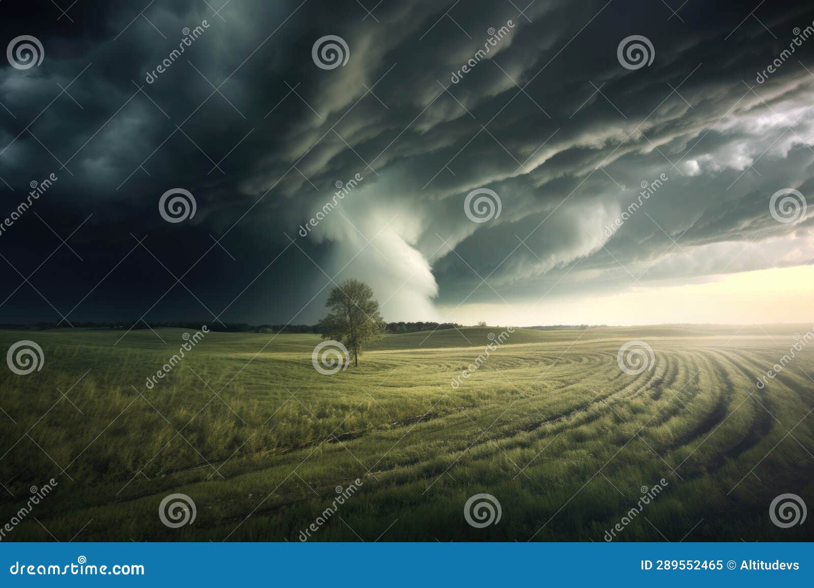 Tornado Forming Over a Vast, Open Field Stock Illustration ...
