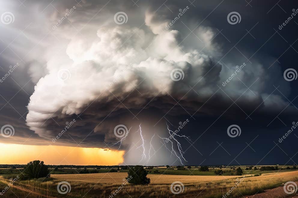 A Tornado Forms in a Thunderstorm Cell Stock Photo - Image of change, rain: 288521460