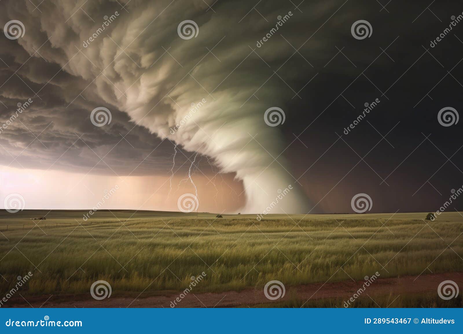 Tornado Funnel Forming Over Flat Prairie Landscape Stock Image - Image ...