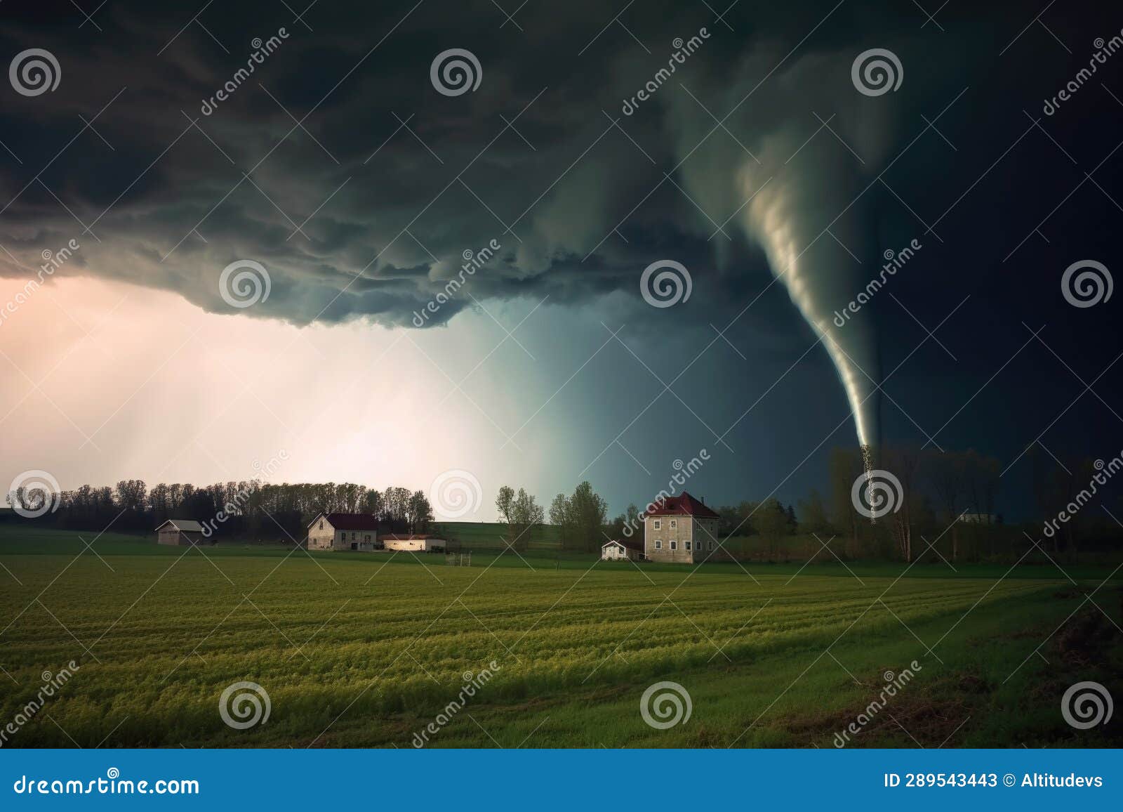 Tornado Funnel Forming Over an Open Field Stock Image - Image of ...