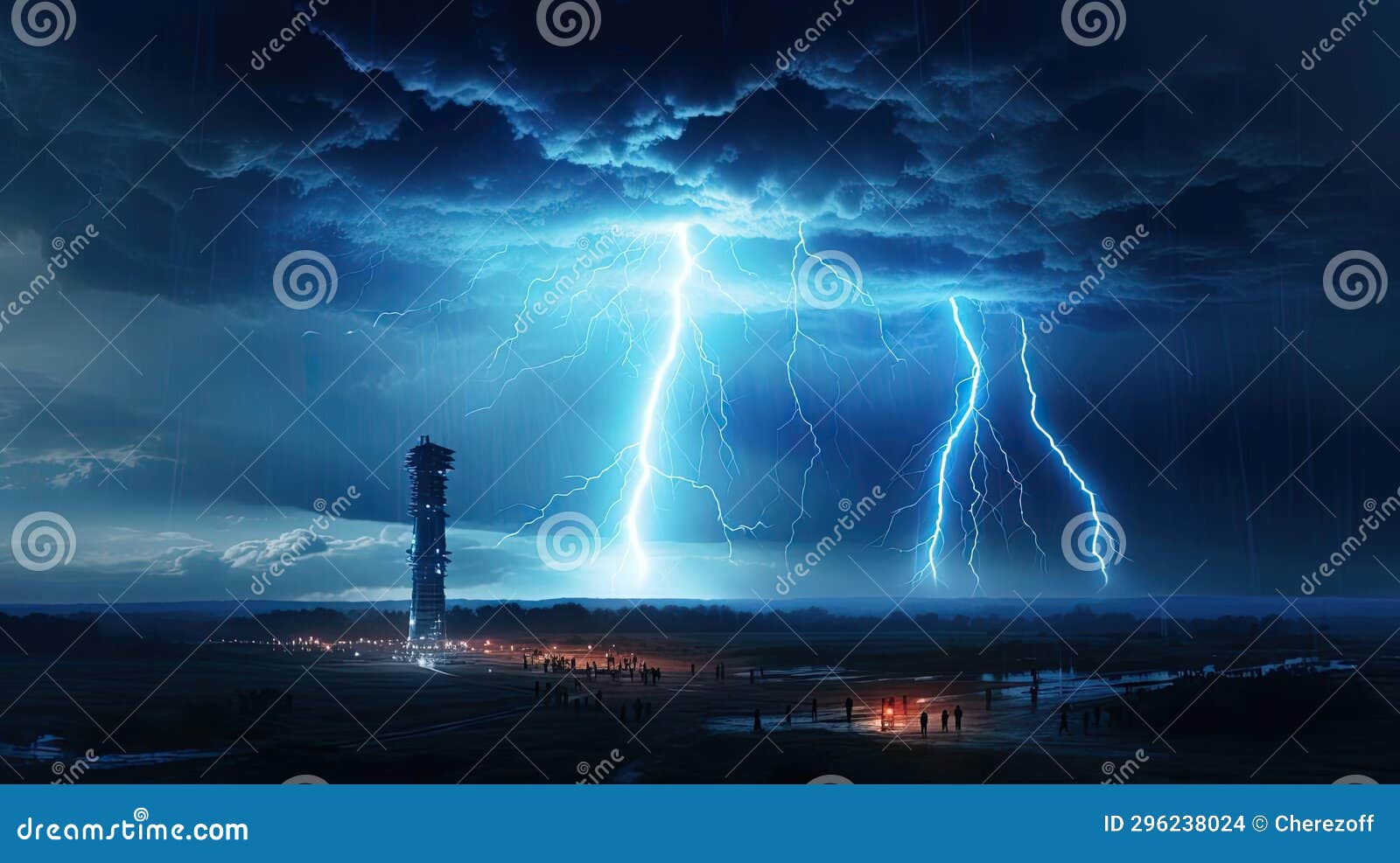 Tornado of the Future with Lightning Stock Photo - Image of lightning, weather: 296238024