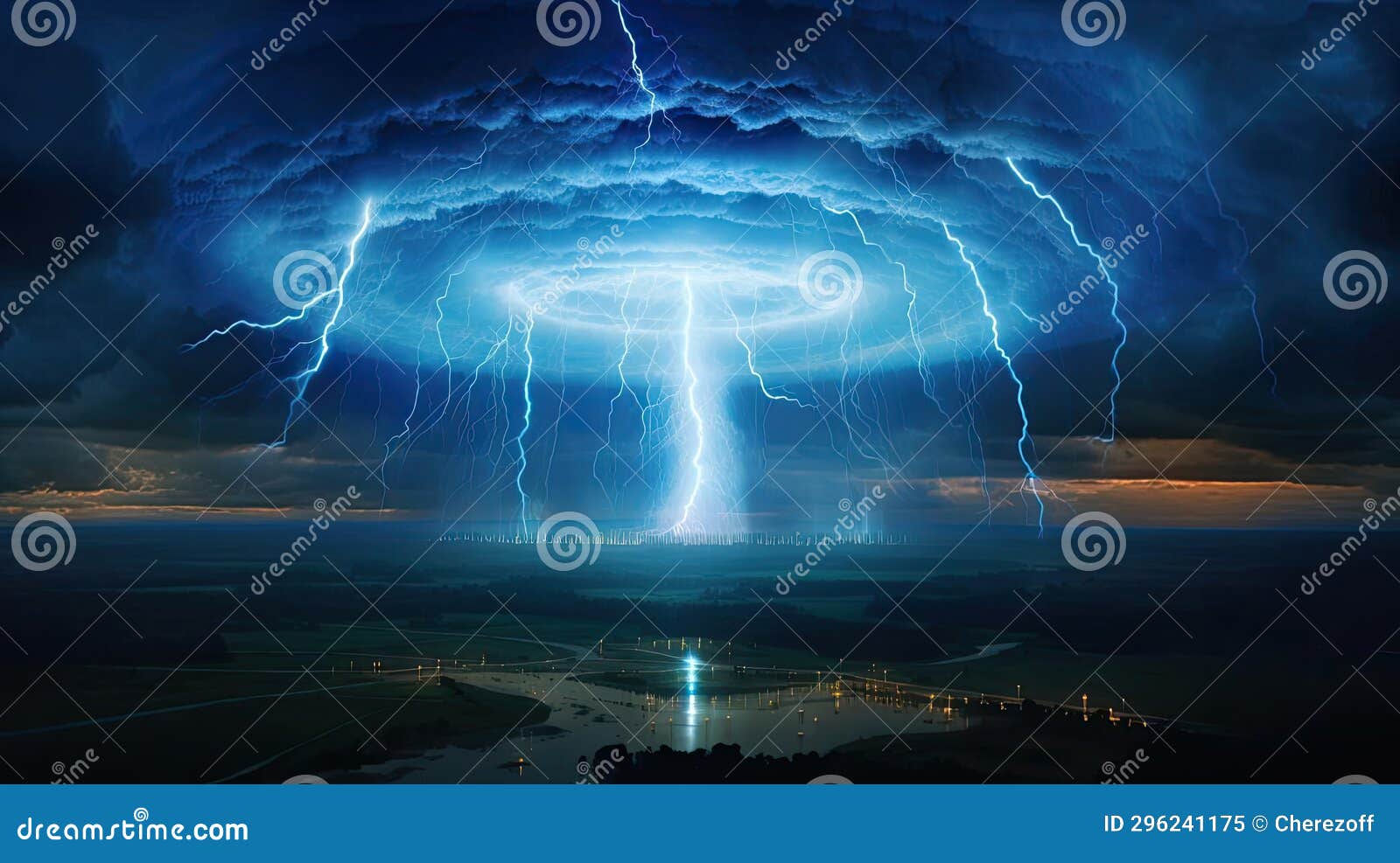 Tornado of the Future with Lightning Stock Image - Image of cloudy, typhoon: 296241175