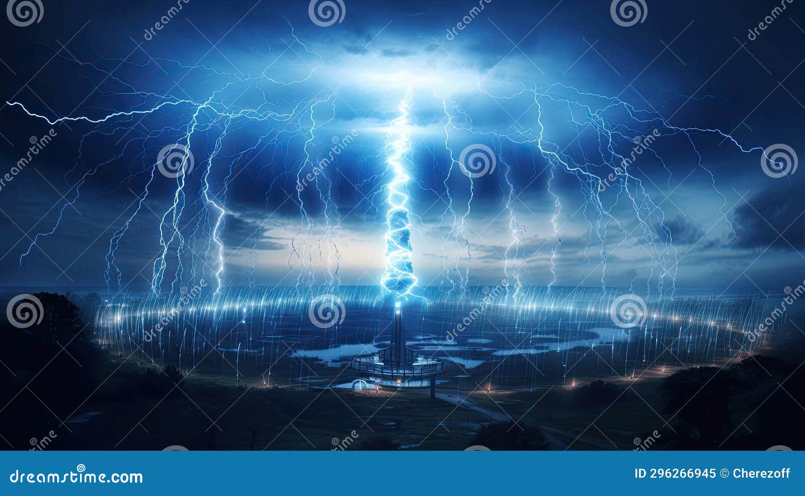 Tornado of the Future with Lightning Stock Image - Image of background ...