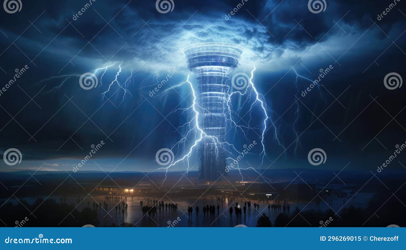 Tornado of the Future with Lightning Stock Image - Image of rainbow, temperature: 296269015