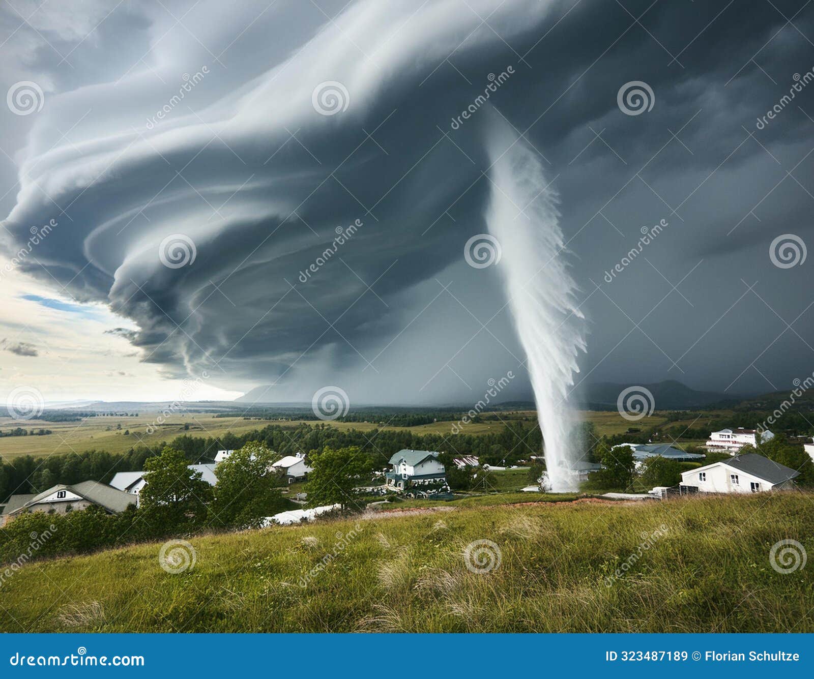 A Tornado and a Heavy Storm Stock Illustration - Illustration of cloud ...