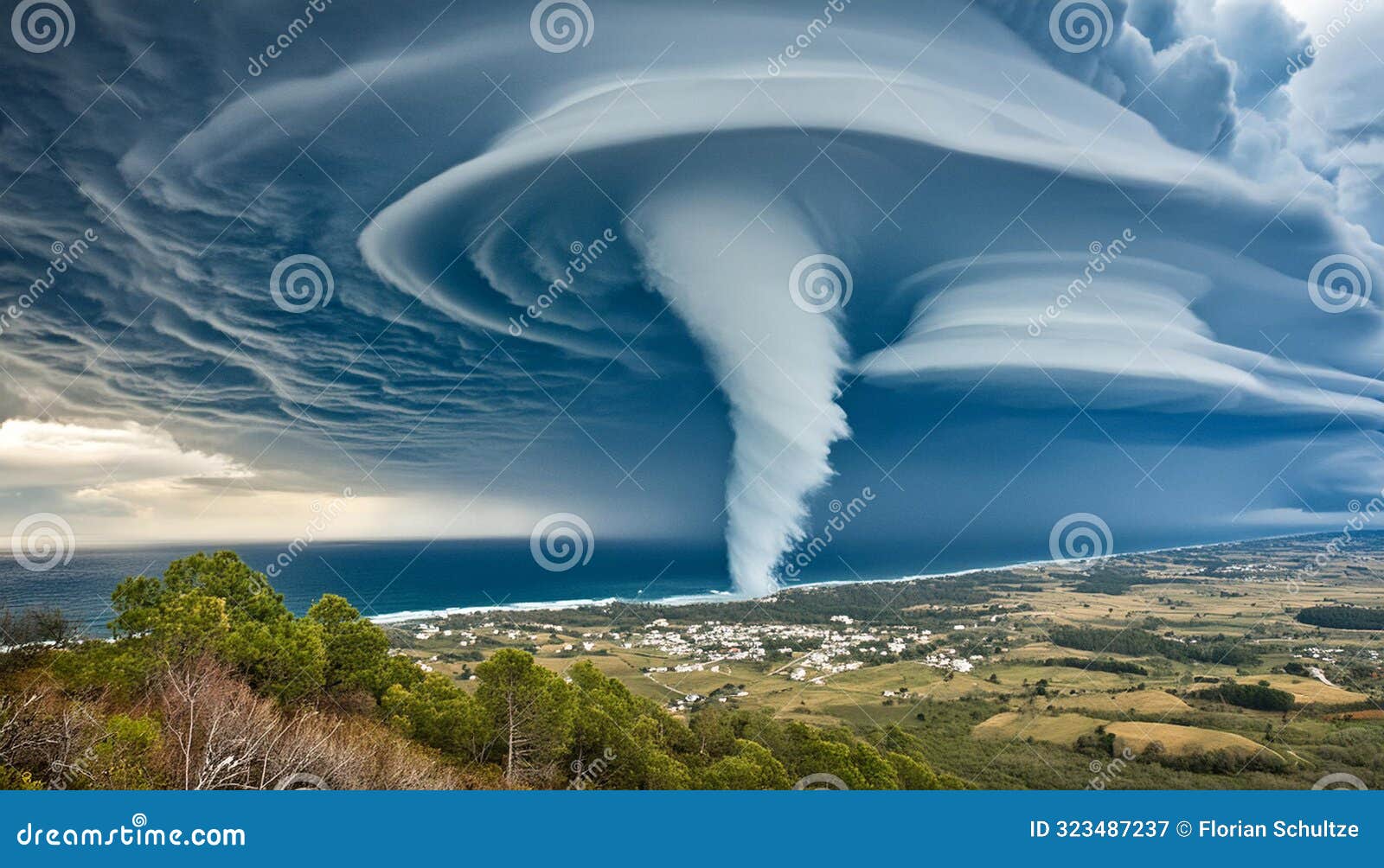 A Tornado and a Heavy Storm Stock Illustration - Illustration of ...