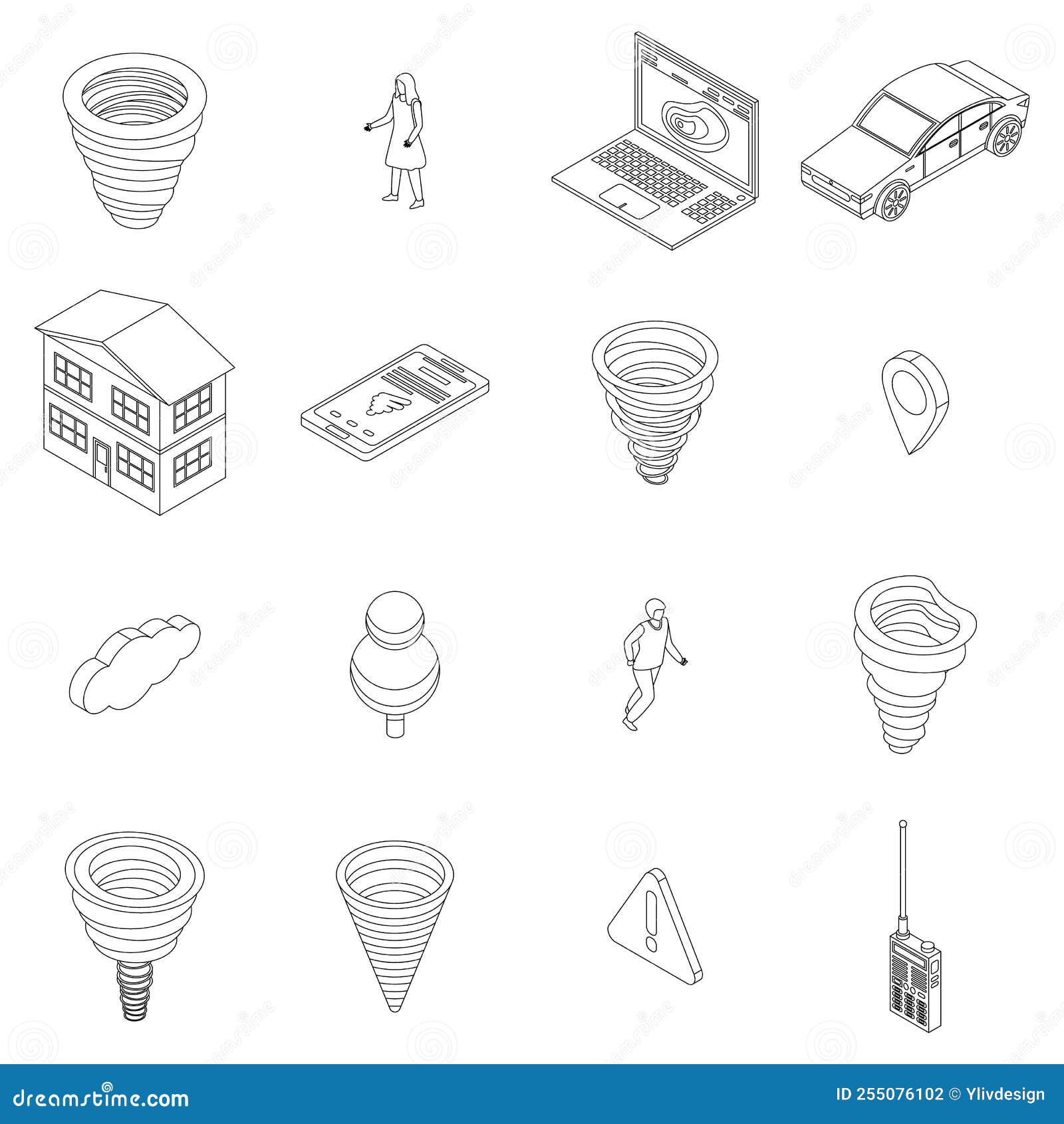 Tornado Icons. Abstract Colorful Funnel Decoration Elements. Twisting ...