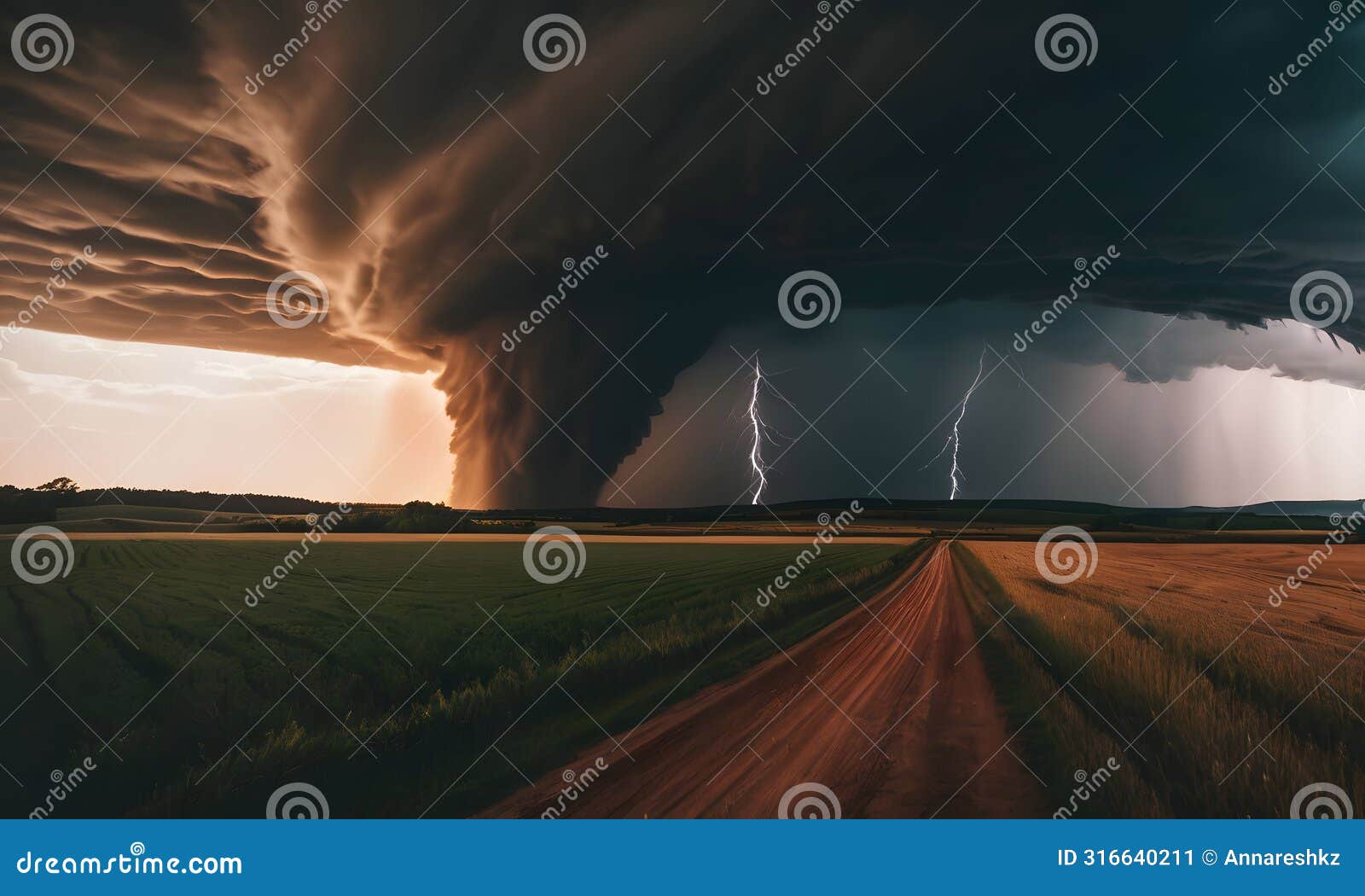 Tornado and Lightning. AI Generated. Stock Image - Image of nature, intelligence: 316640211