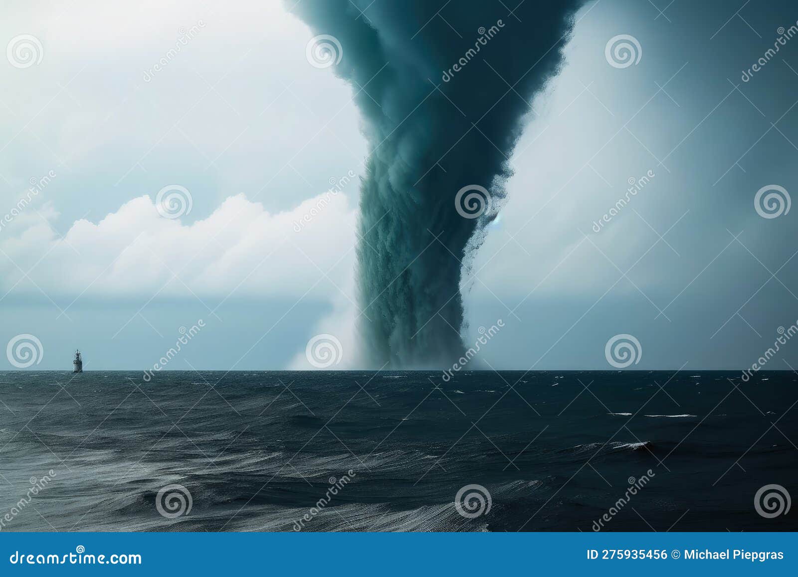 A Tornado Made of Water Over the Ocean Created with Generative AI ...