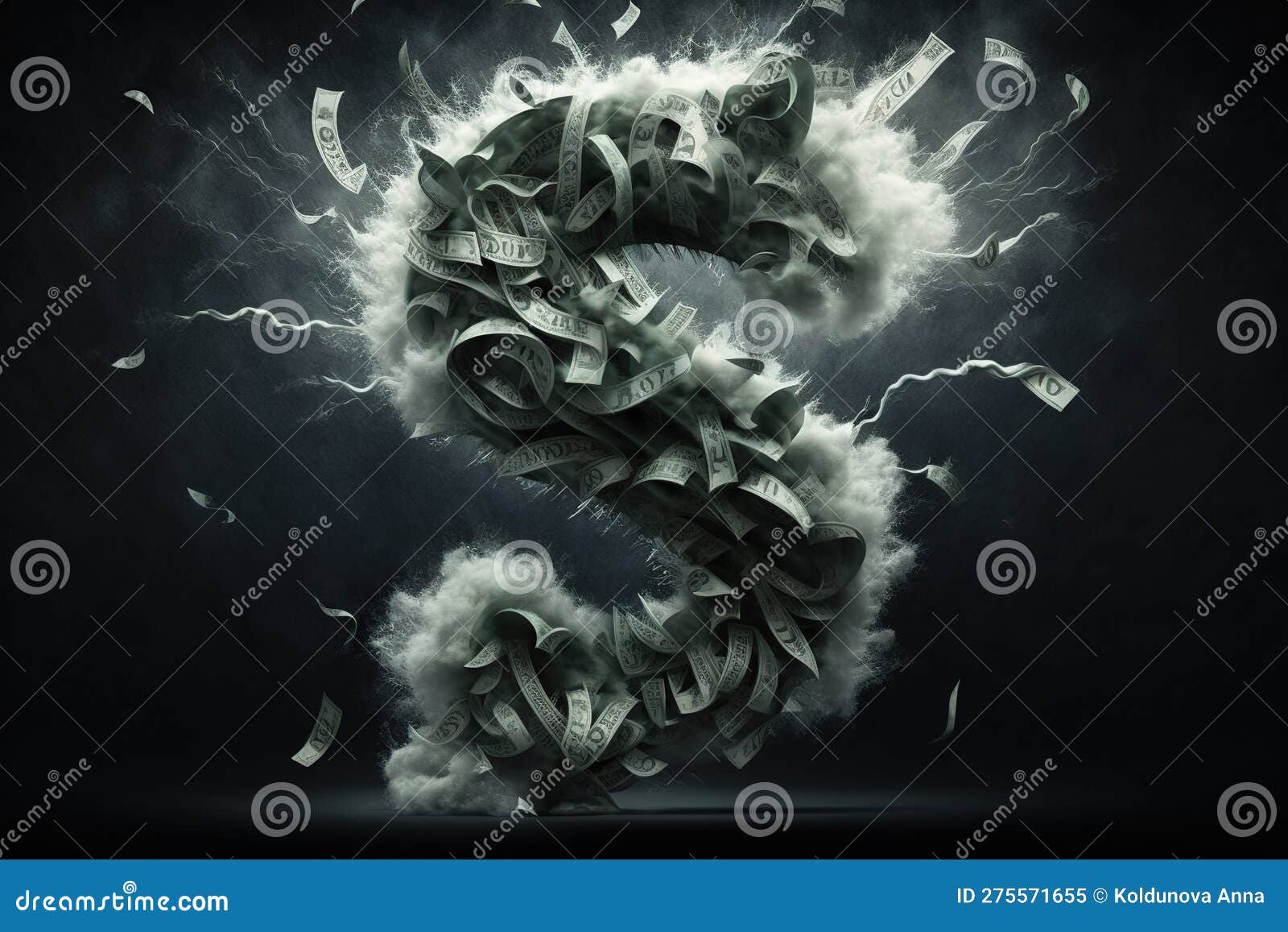 Tornado of Money in the Shape of a Dollar Sign , Created with ...