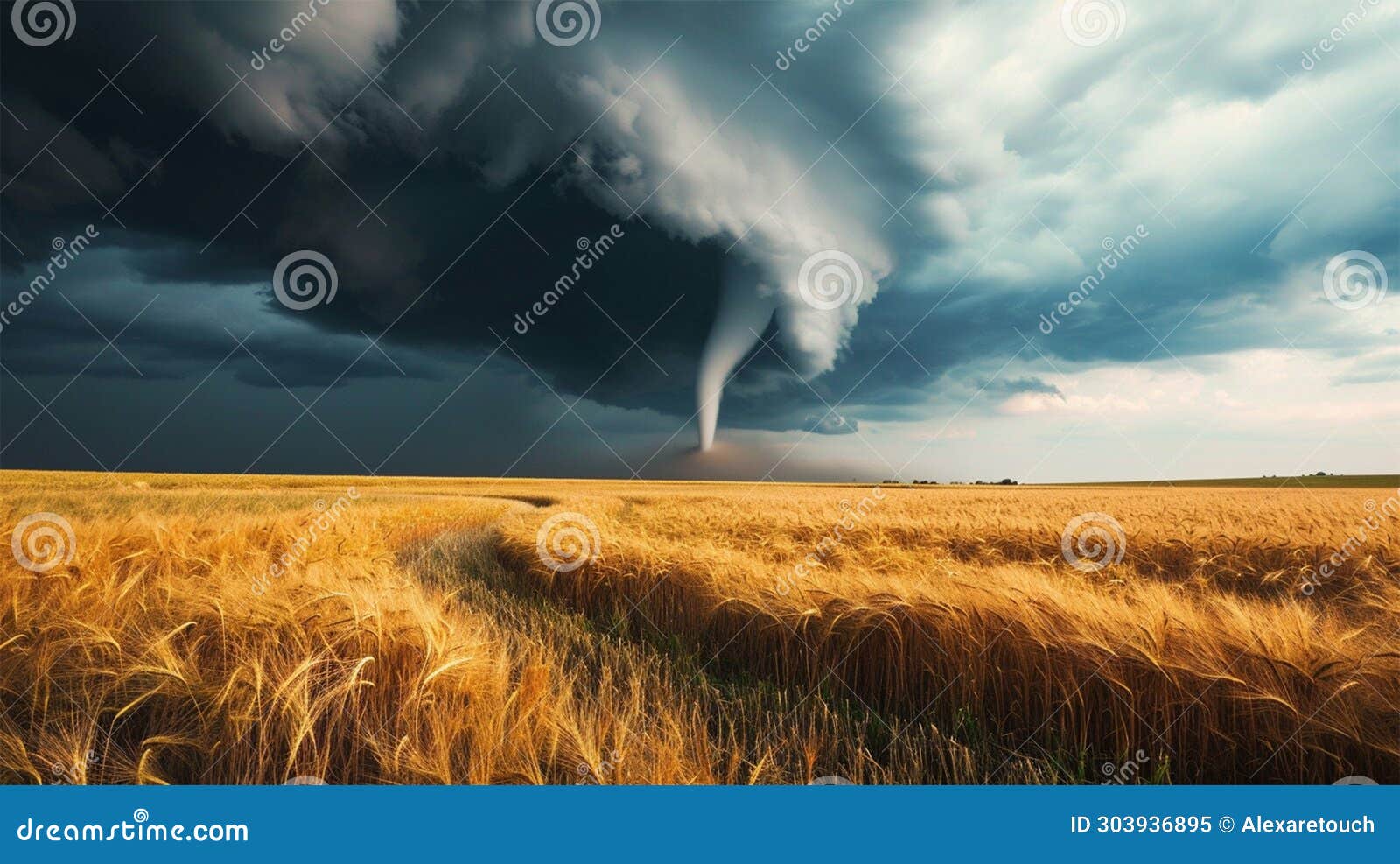 Tornado Over a Field with Dark Storm Clouds. Stock Image - Image of storm, cell: 303936895