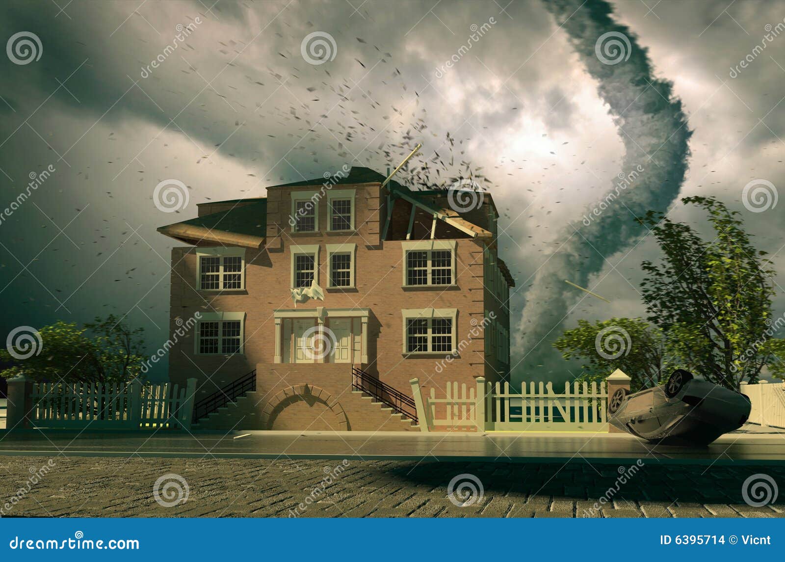 Tornado over the house stock illustration. Illustration of light - 6395714