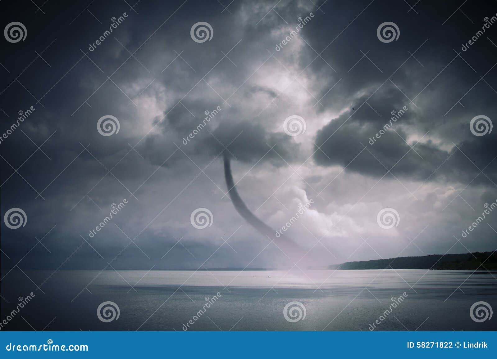 Tornado over the ocean stock photo. Image of funnel, dark - 58271822