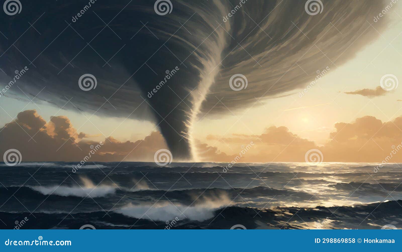 A tornado at the sea stock illustration. Illustration of horizon ...