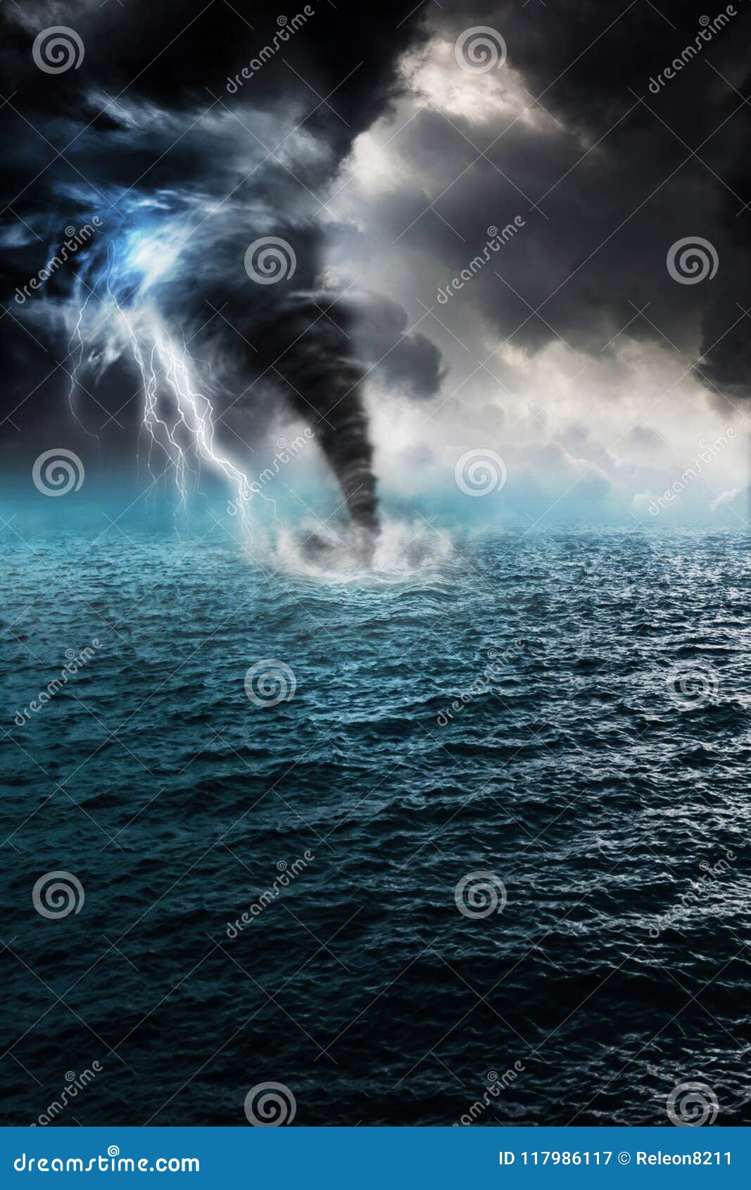 Tornado in the sea stock image. Image of view, dark - 117986117