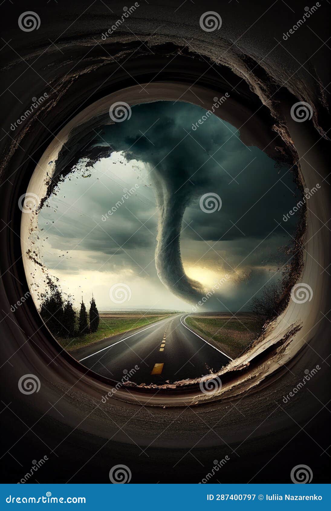 Roaring Tornado Tears Trees Out Of The Ground, A Tree Flies Against A ...