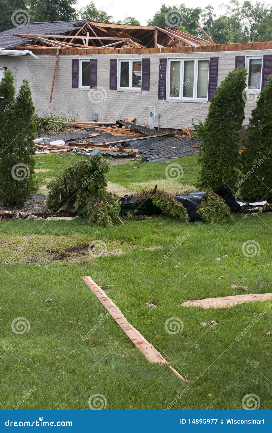 Tornado Storm Damage House Home Destroyed by Wind Stock Image - Image ...