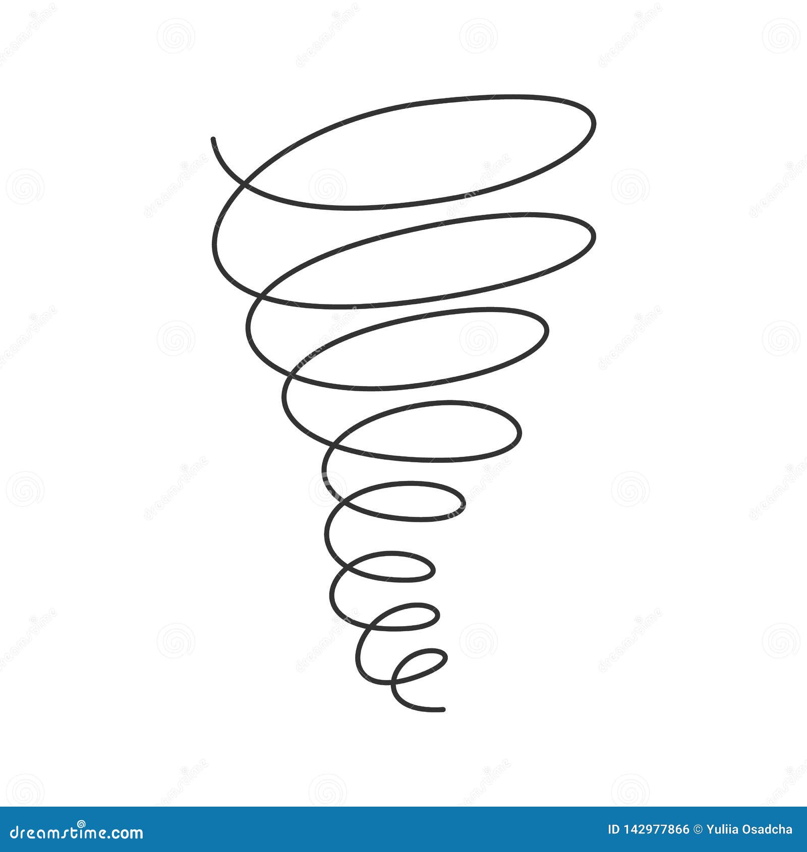 Tornado Swirl Continuous Line with Editable Stroke Isolated on White ...