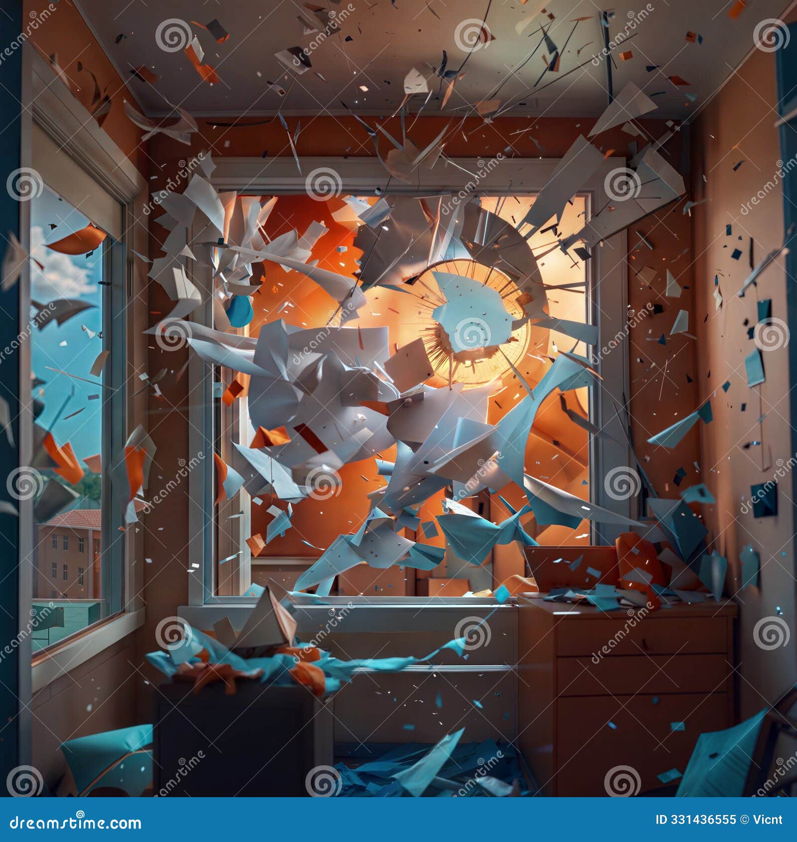 Tornado Visible from Inside the Room. Stock Image - Image of wreckage ...