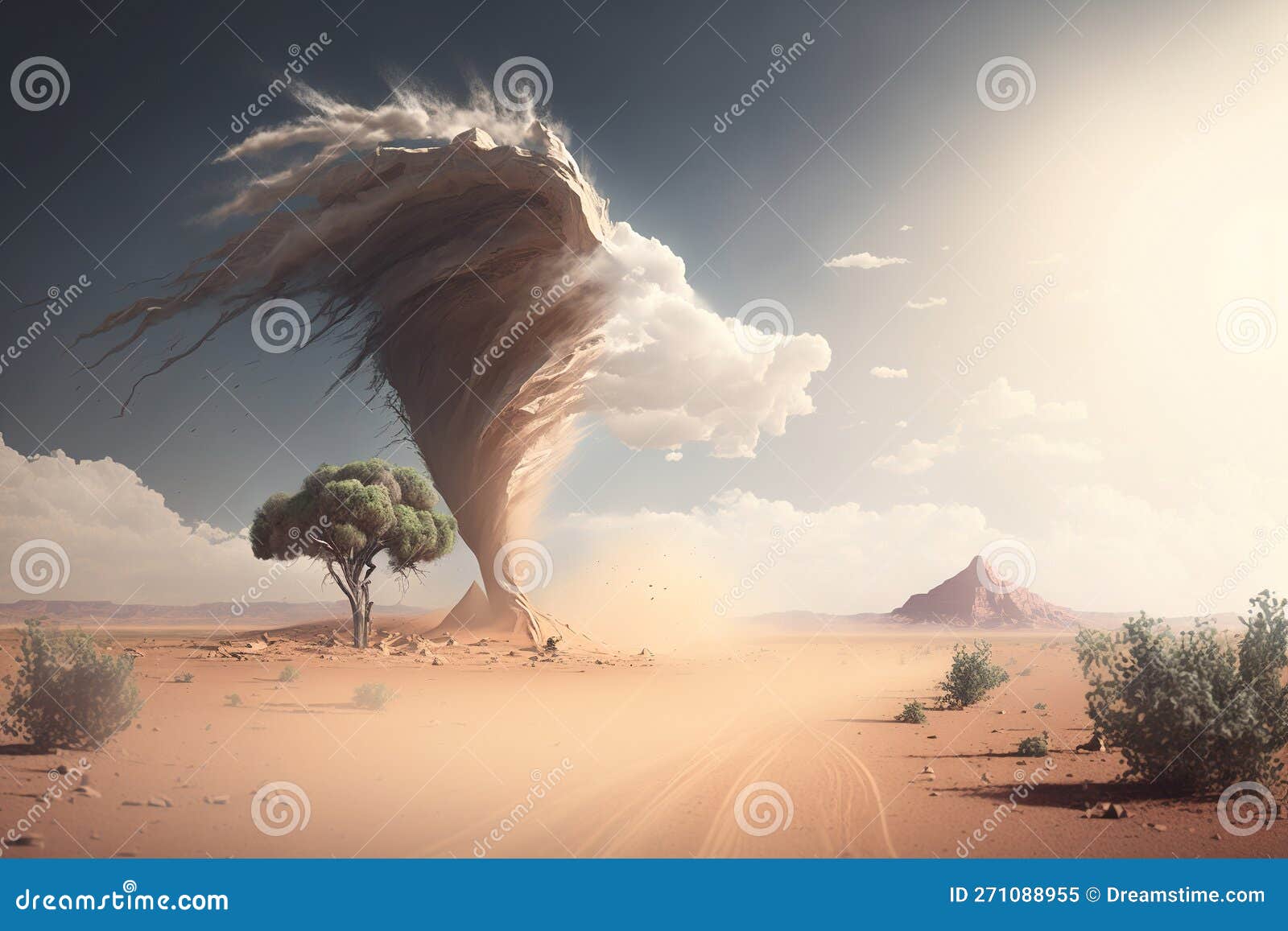 Tornado, Wind Storm with Air Funnel in Desert. Generative AI Stock ...