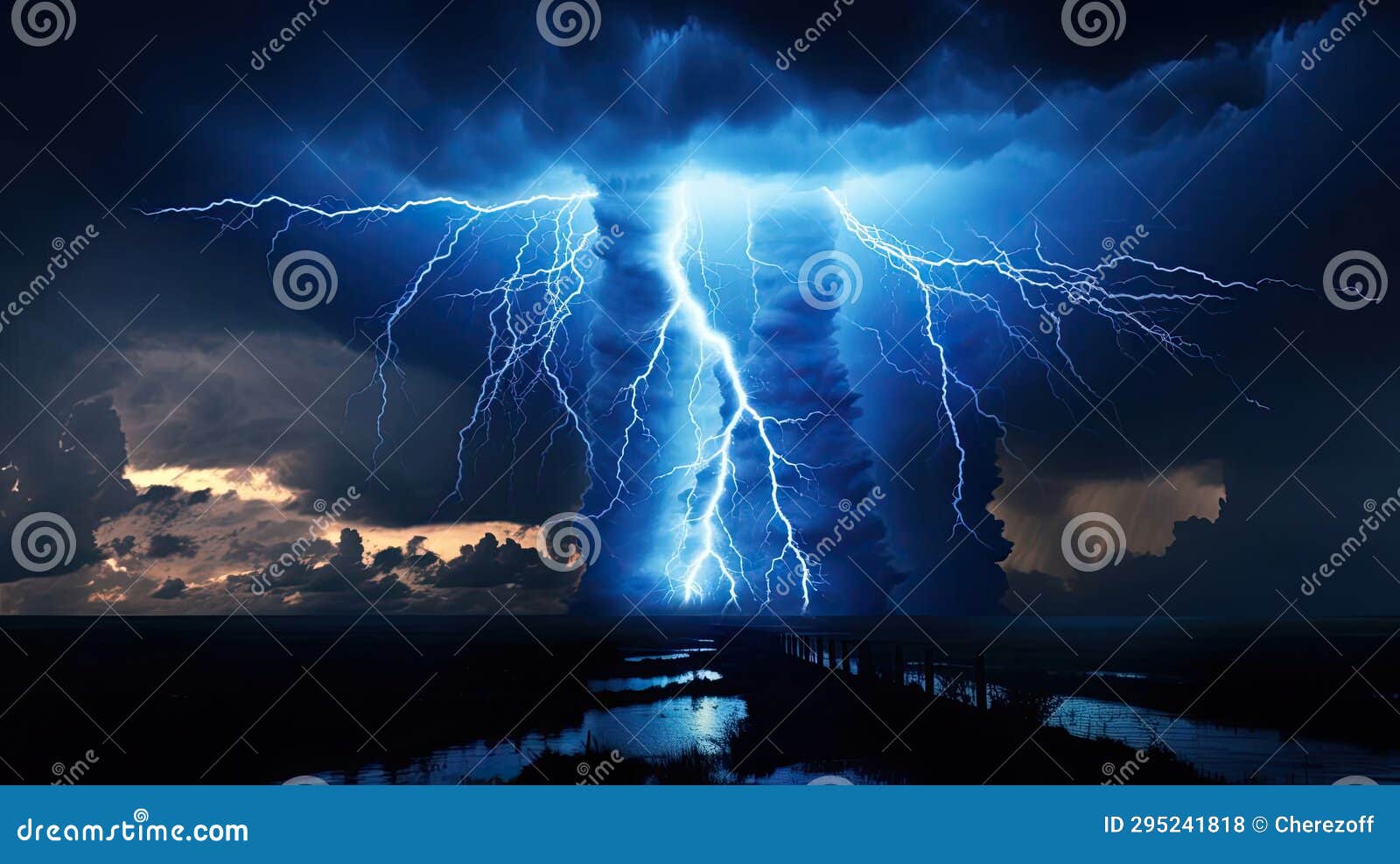 Tornado of the Future with Lightning Stock Illustration - Illustration ...