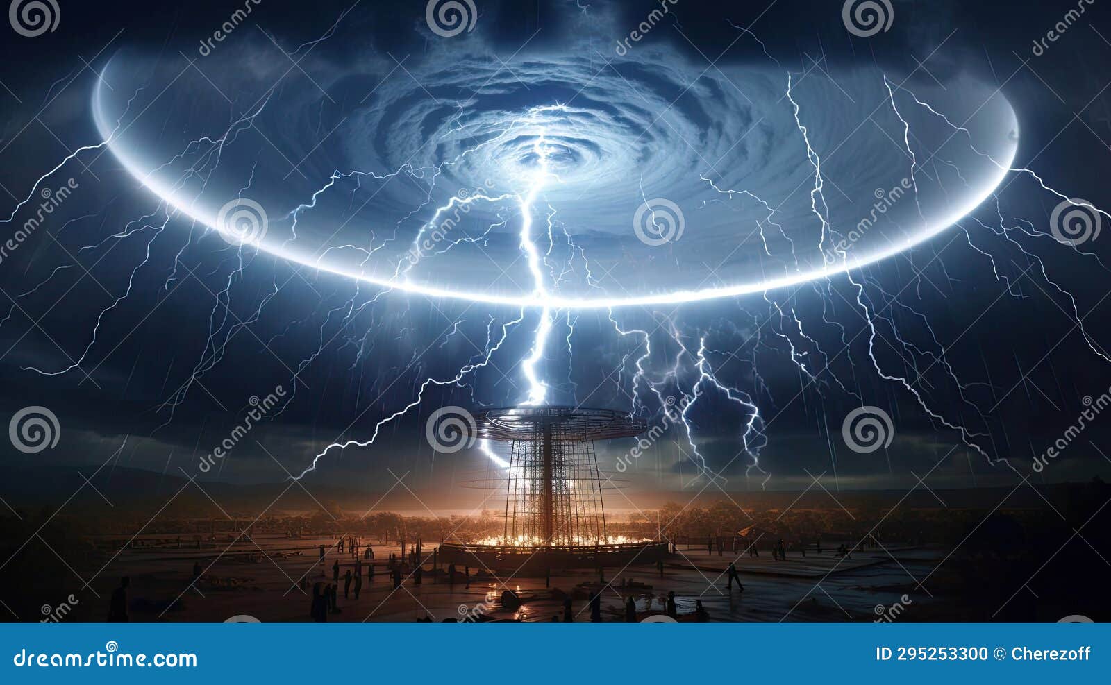 Tornado of the Future with Lightning Stock Photo - Image of background, element: 295253300