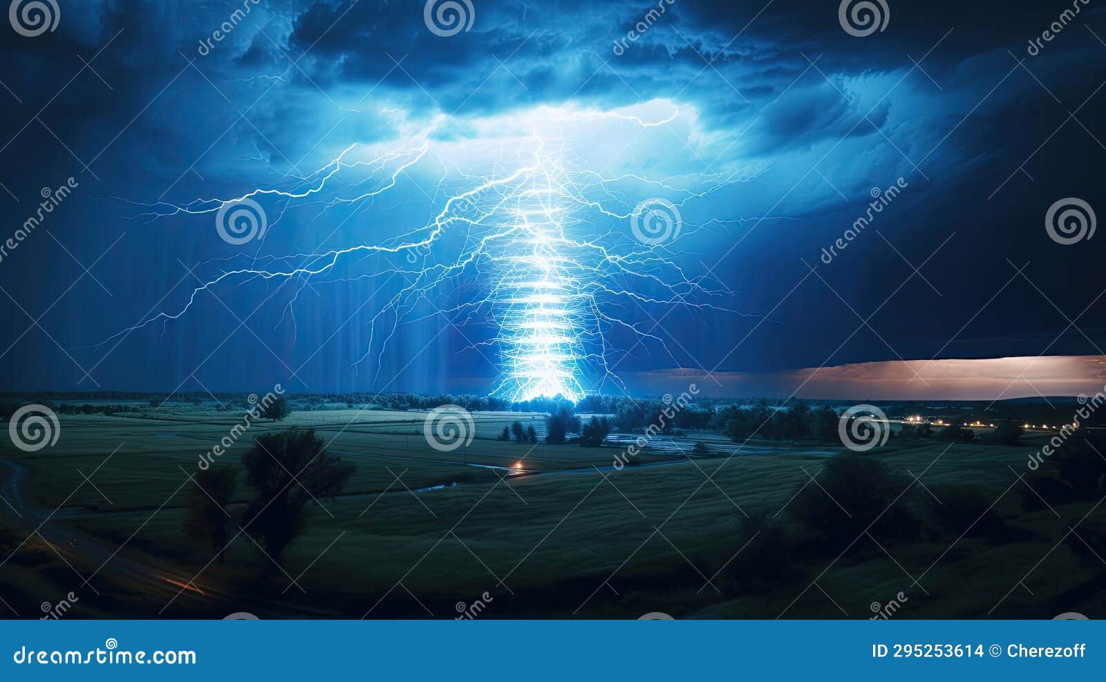 Tornado of the Future with Lightning Stock Illustration - Illustration ...