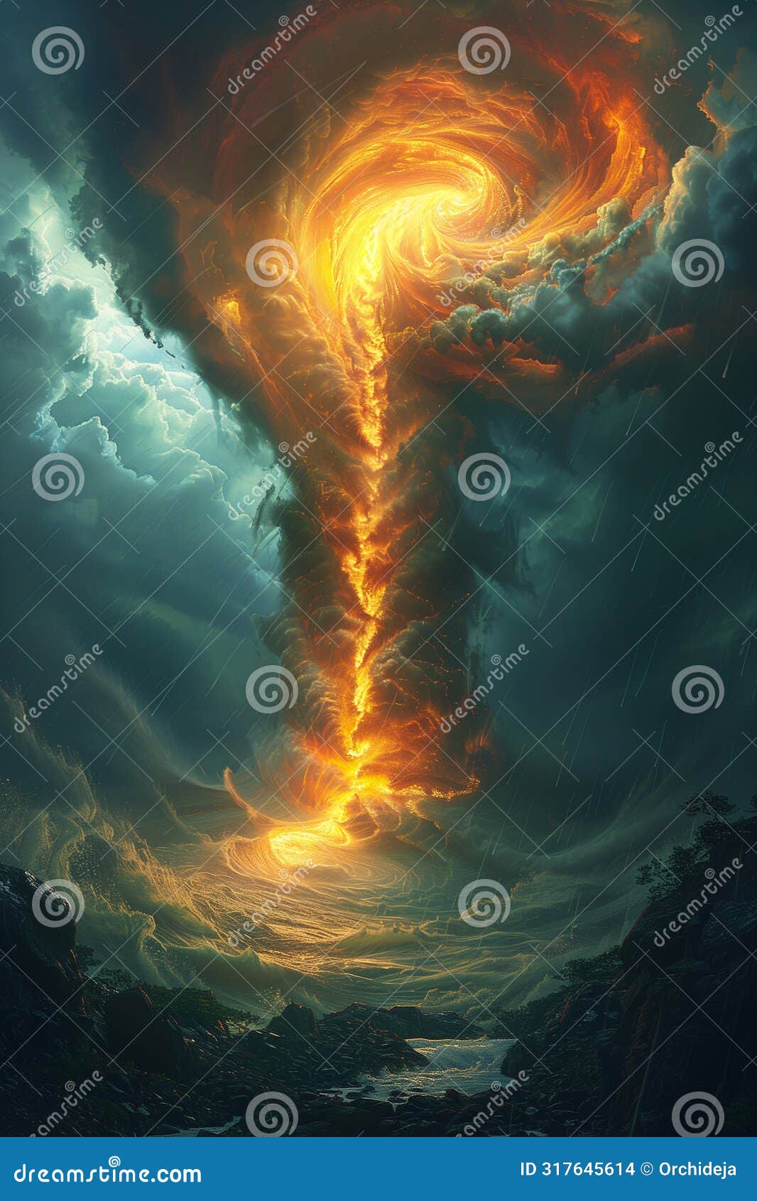 A Tornadoes Illustration Painted in a Stylized Manner, Featuring a ...