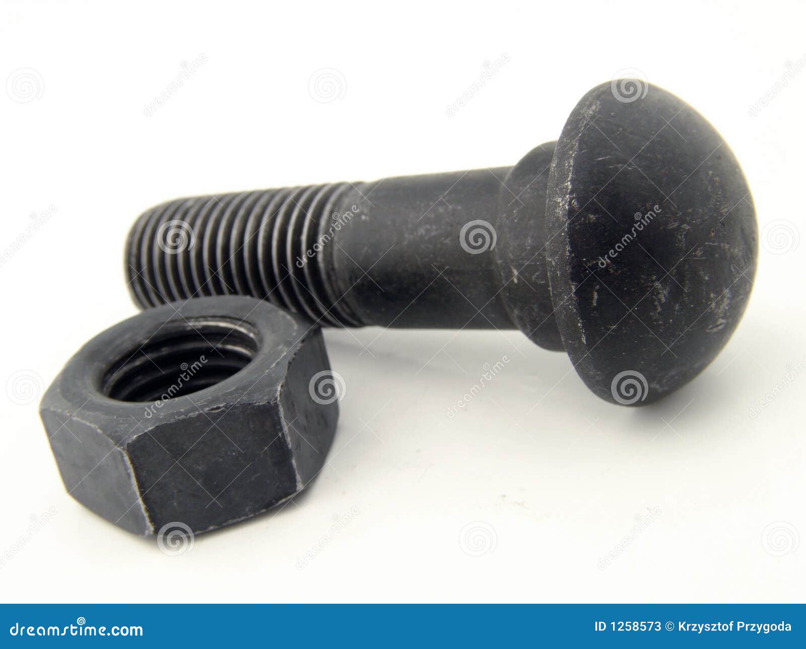 Tornillo con una tuerca imagen de archivo. Imagen de tuercas - 1258573