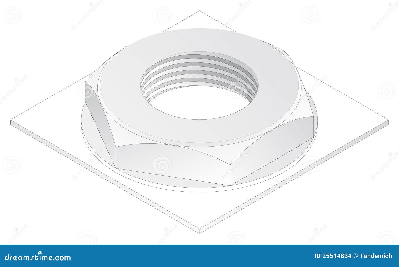 Tornillo-tuerca, Proyección Isométrica, Stock de ilustración - Ilustración de instrumento ...