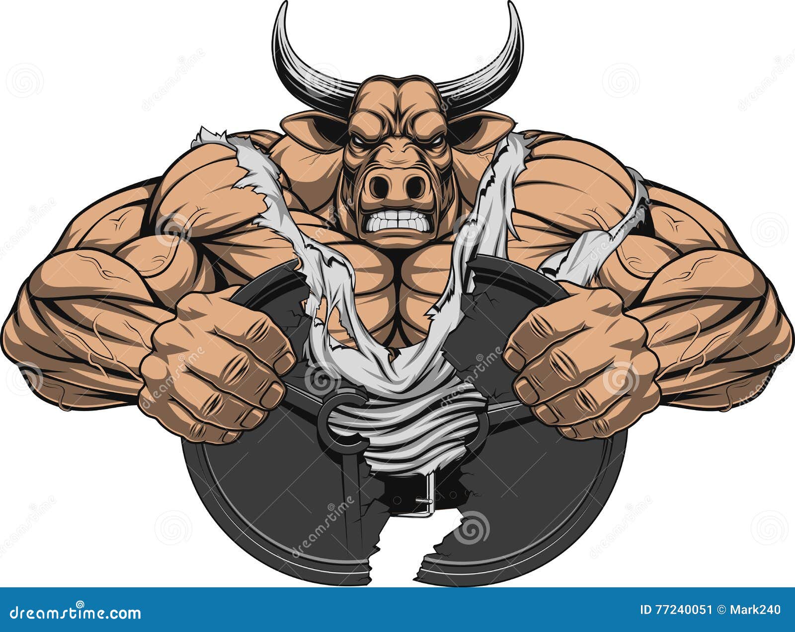 Toro feroz fuerte ilustración del vector. Ilustración de toro - 77240051