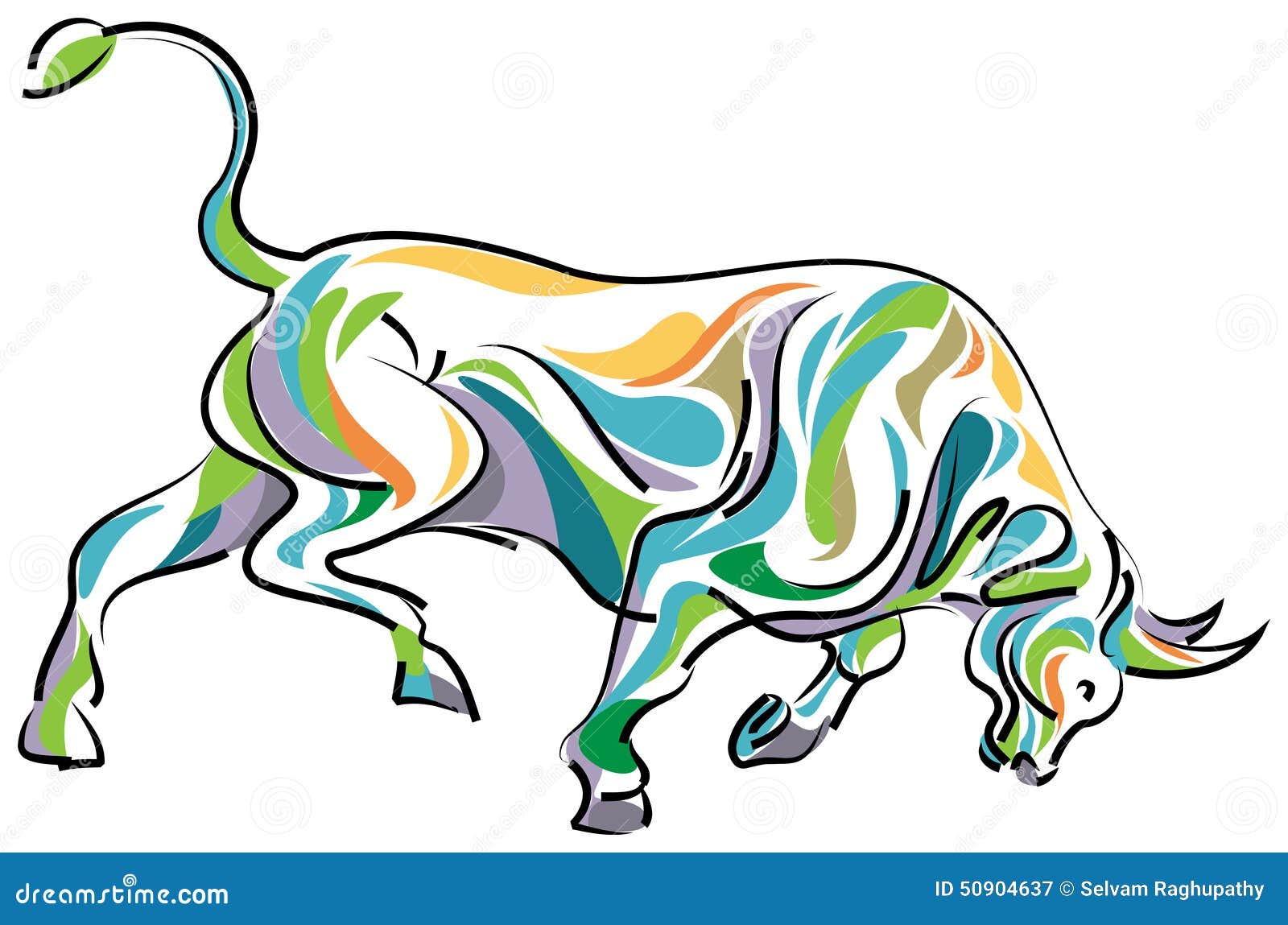 Toro lleno del color ilustración del vector. Ilustración de horned ...