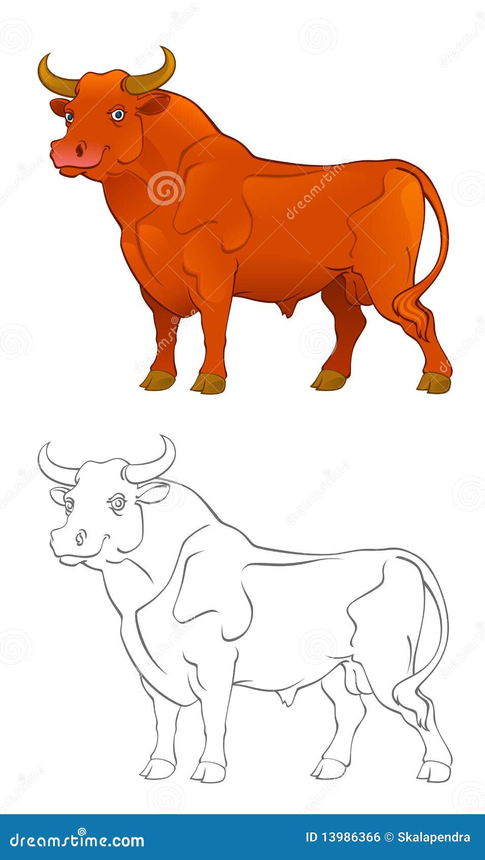 Toro rojo ilustración del vector. Ilustración de rojo - 13986366