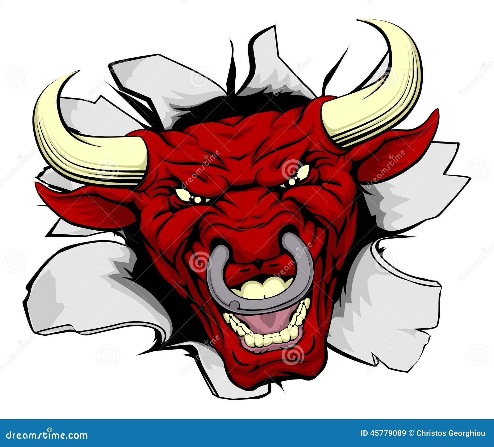 Toro Rojo Que Rompe Hacia Fuera Ilustración del Vector - Ilustración de ...