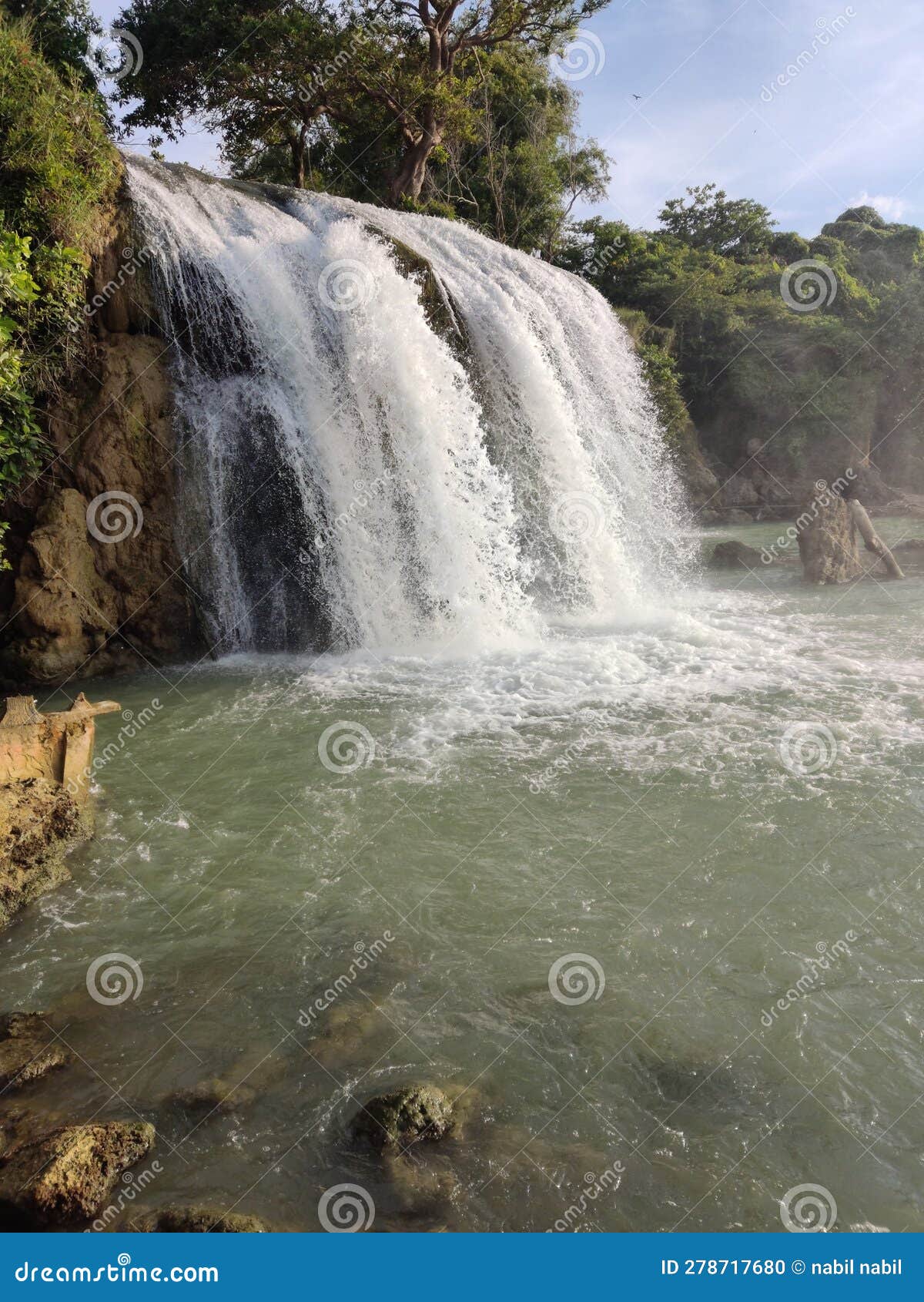 Toroan Waterfall in Estuary To Java Sea Stock Photo - Image of estuary ...