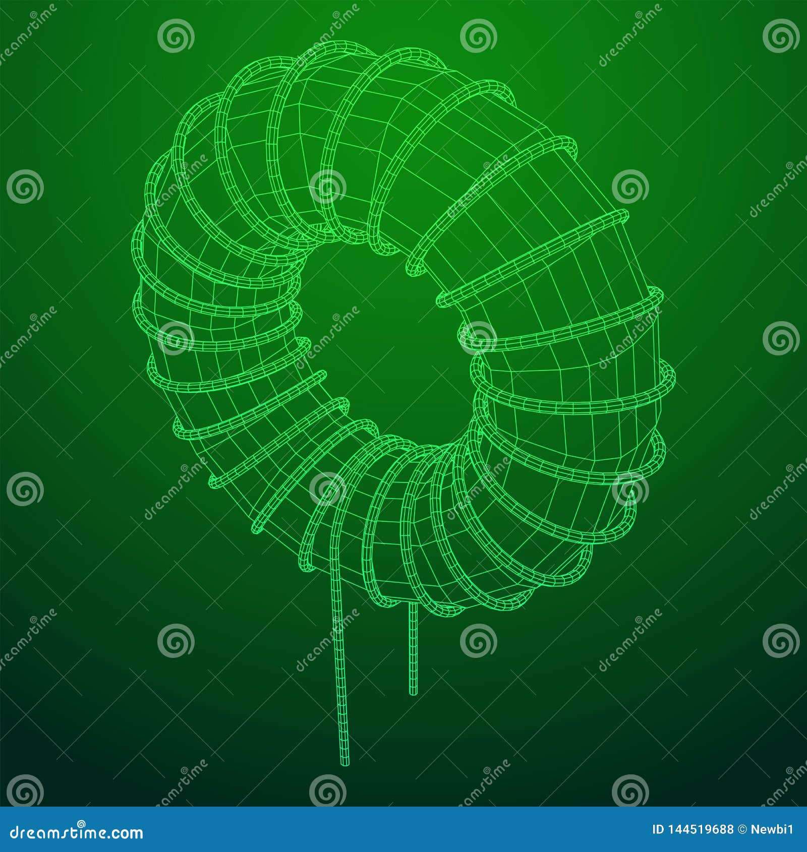 Toroidal Coil Inductor stock vector. Illustration of blueprint - 144519688