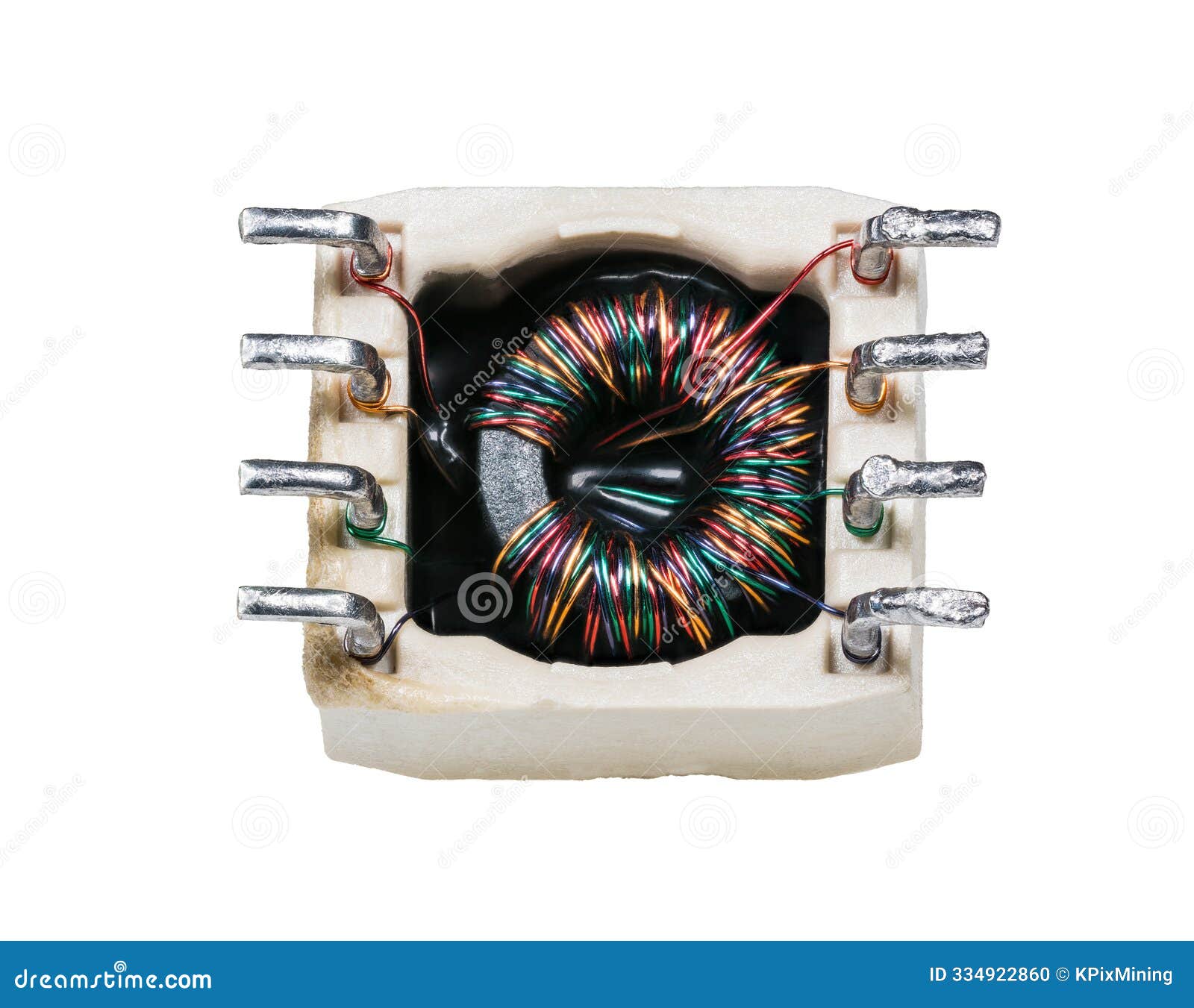 Toroidal Transformer With Colored Wire On Ferrite Core Isolated On A ...