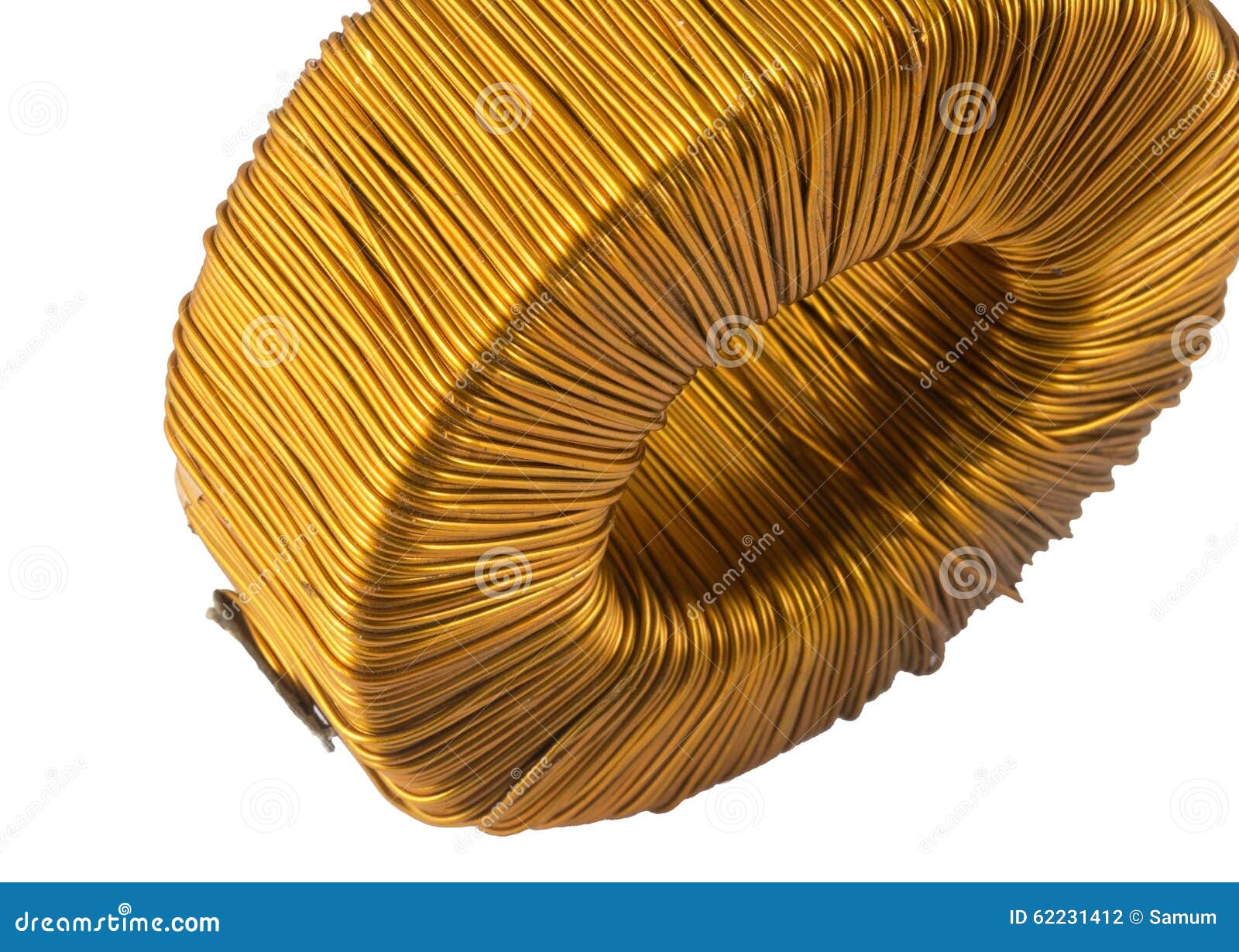 Toroidal Transformer Detail. Coil Winding. Copper Wire. Magnetic ...