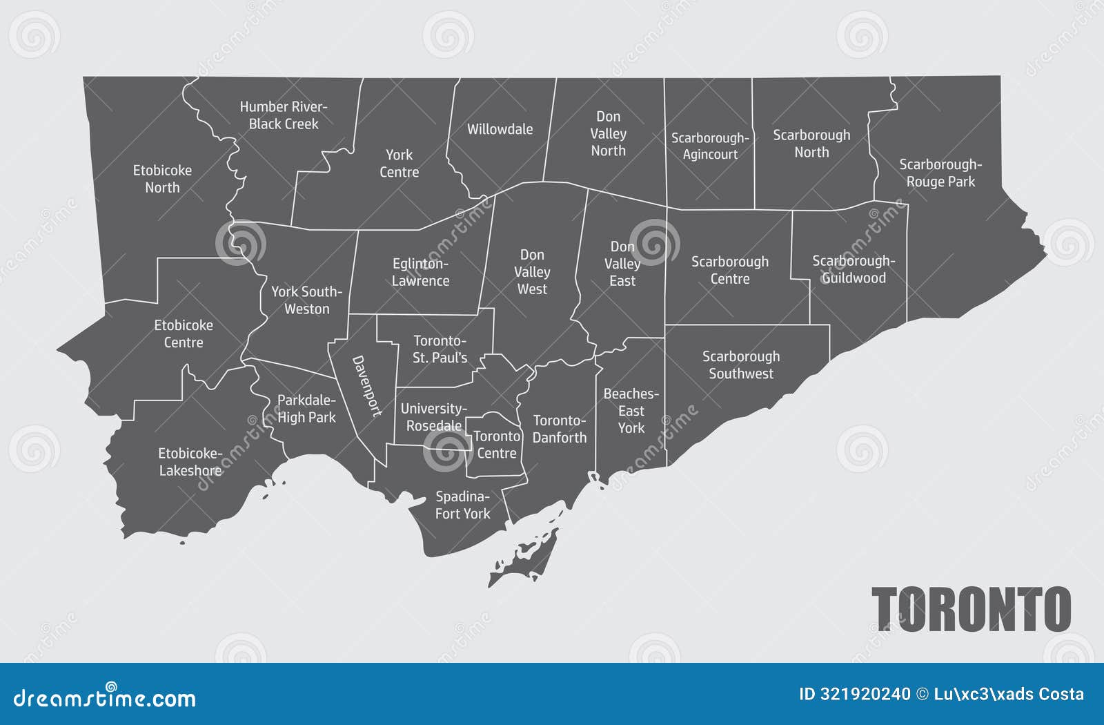 Toronto administrative map stock vector. Illustration of administrative ...