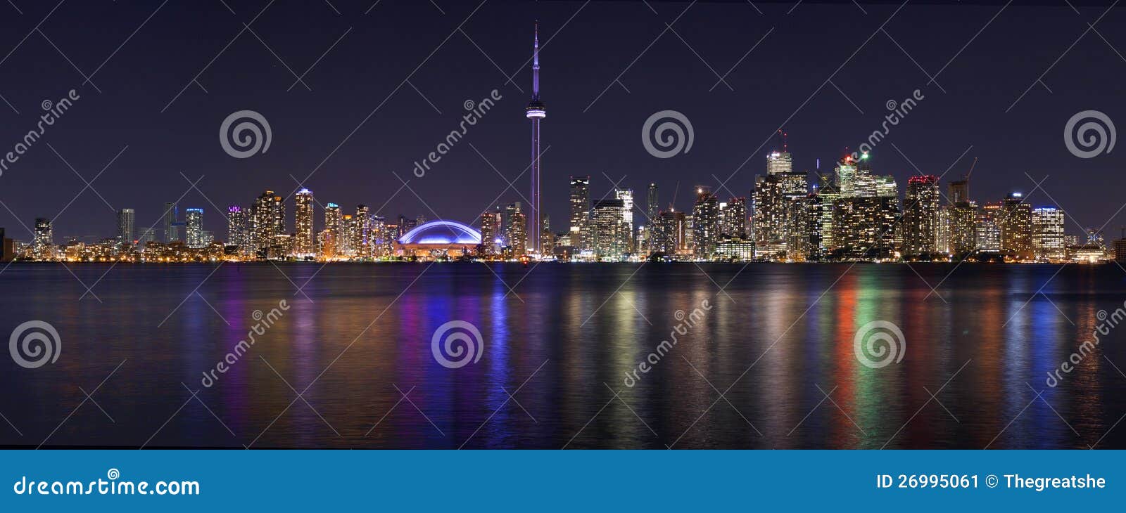 Toronto Beautiful Night Cityscape Panorama Stock Image - Image of ...