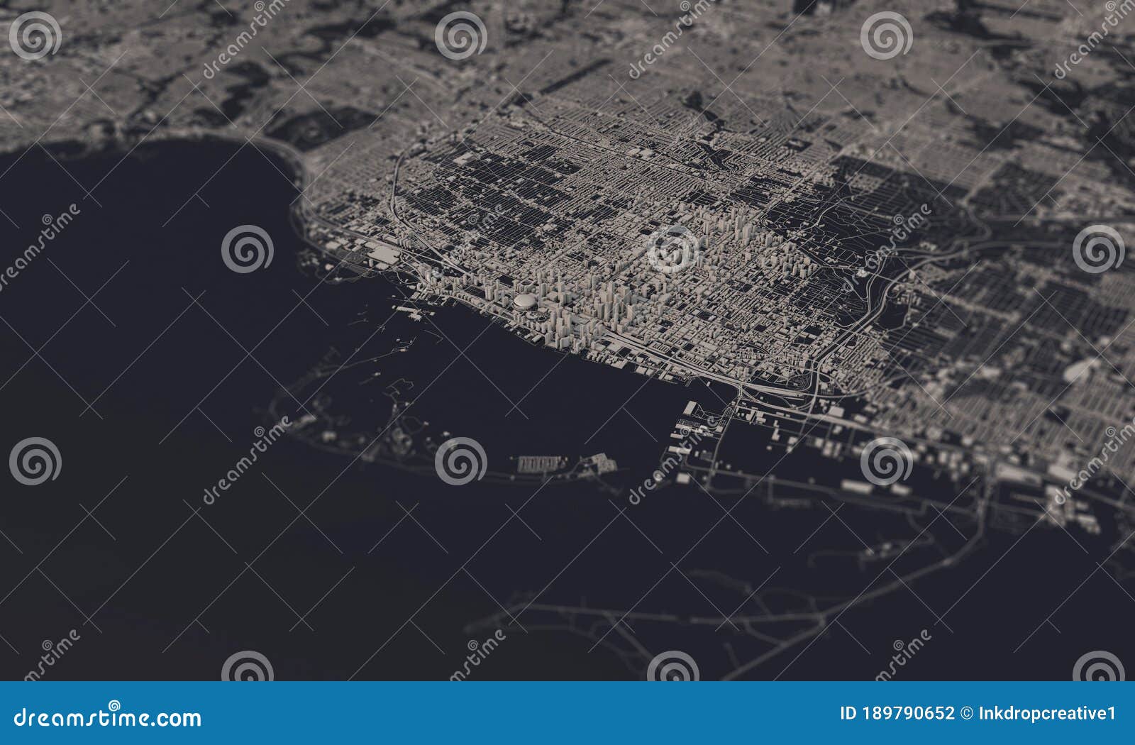 Toronto, Canada City Map 3D Rendering. Aerial Satellite View Stock ...
