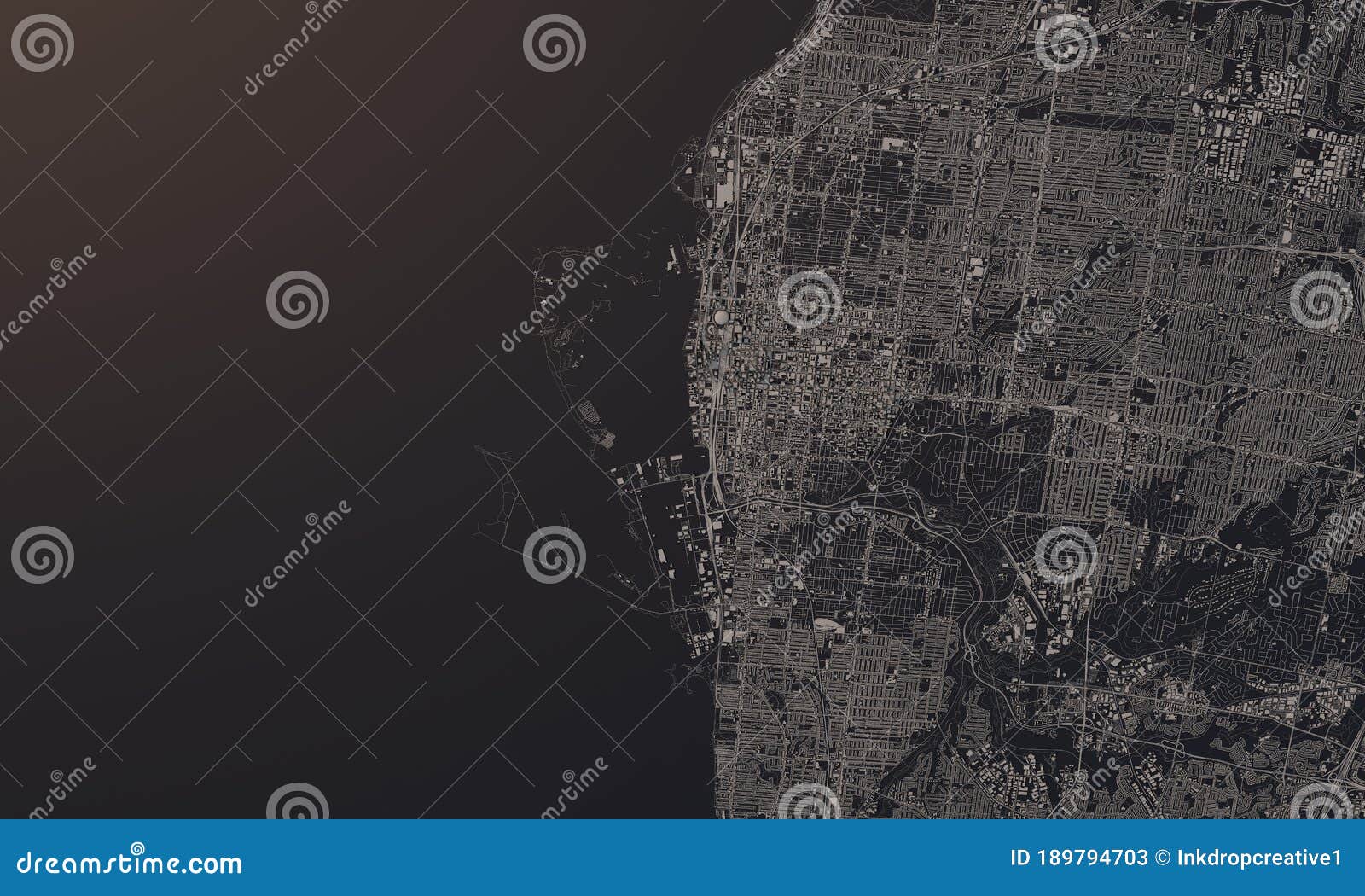 Toronto, Canada City Map 3D Rendering. Aerial Satellite View Stock ...