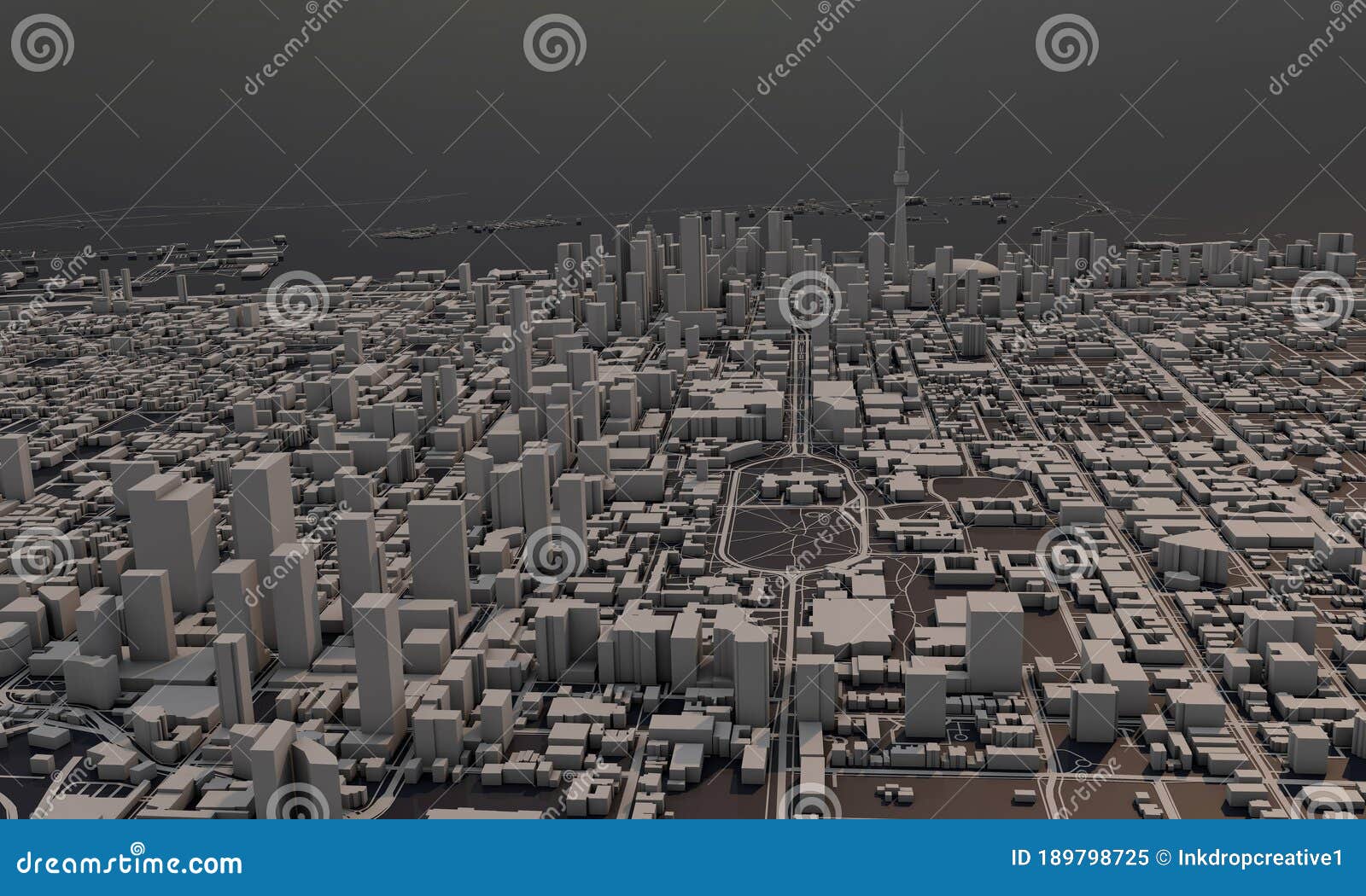 Toronto, Canada City Map 3D Rendering. Aerial Satellite View Stock ...