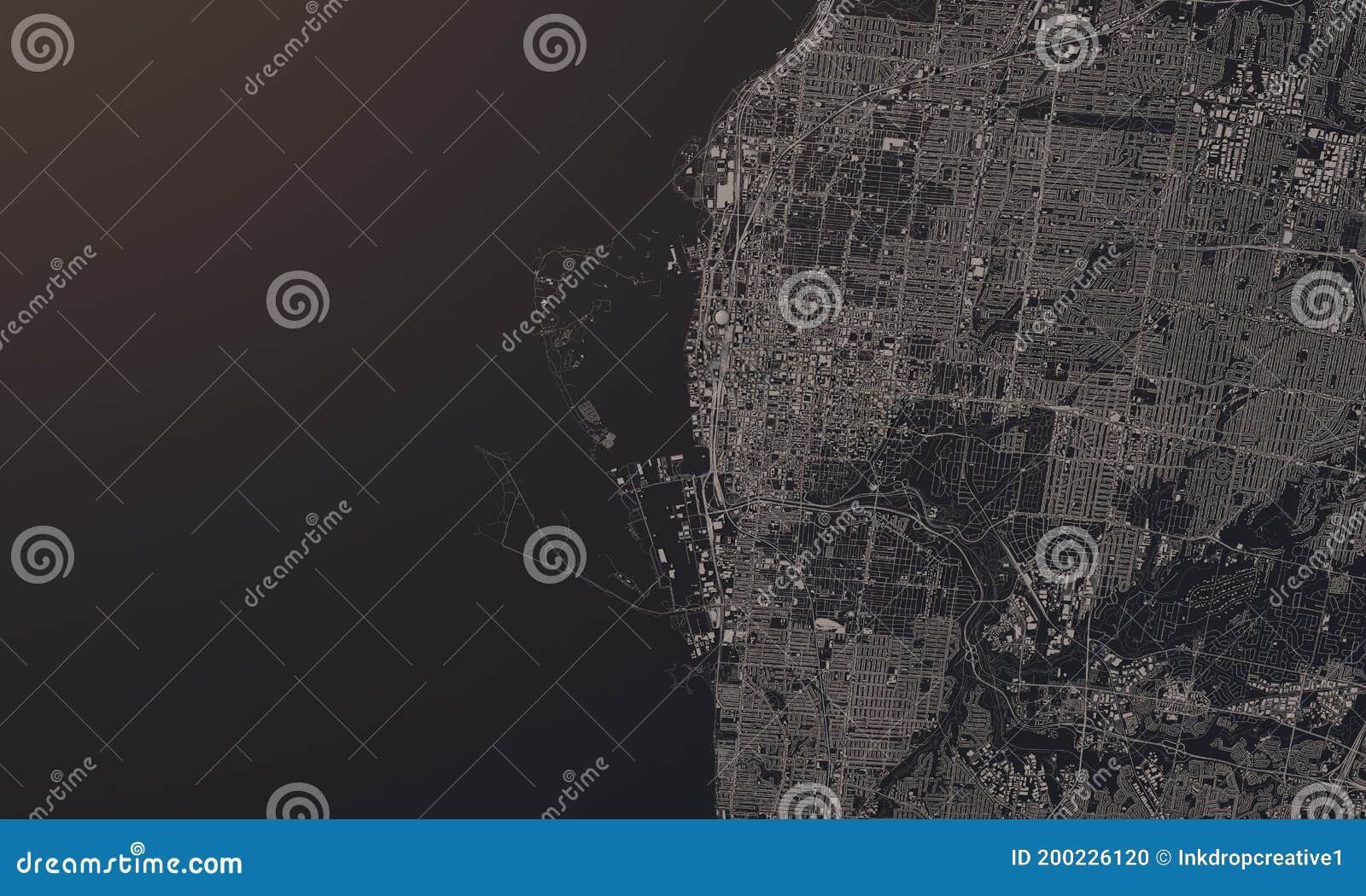 Toronto, Canada City Map 3D Rendering. Aerial Satellite View Stock ...