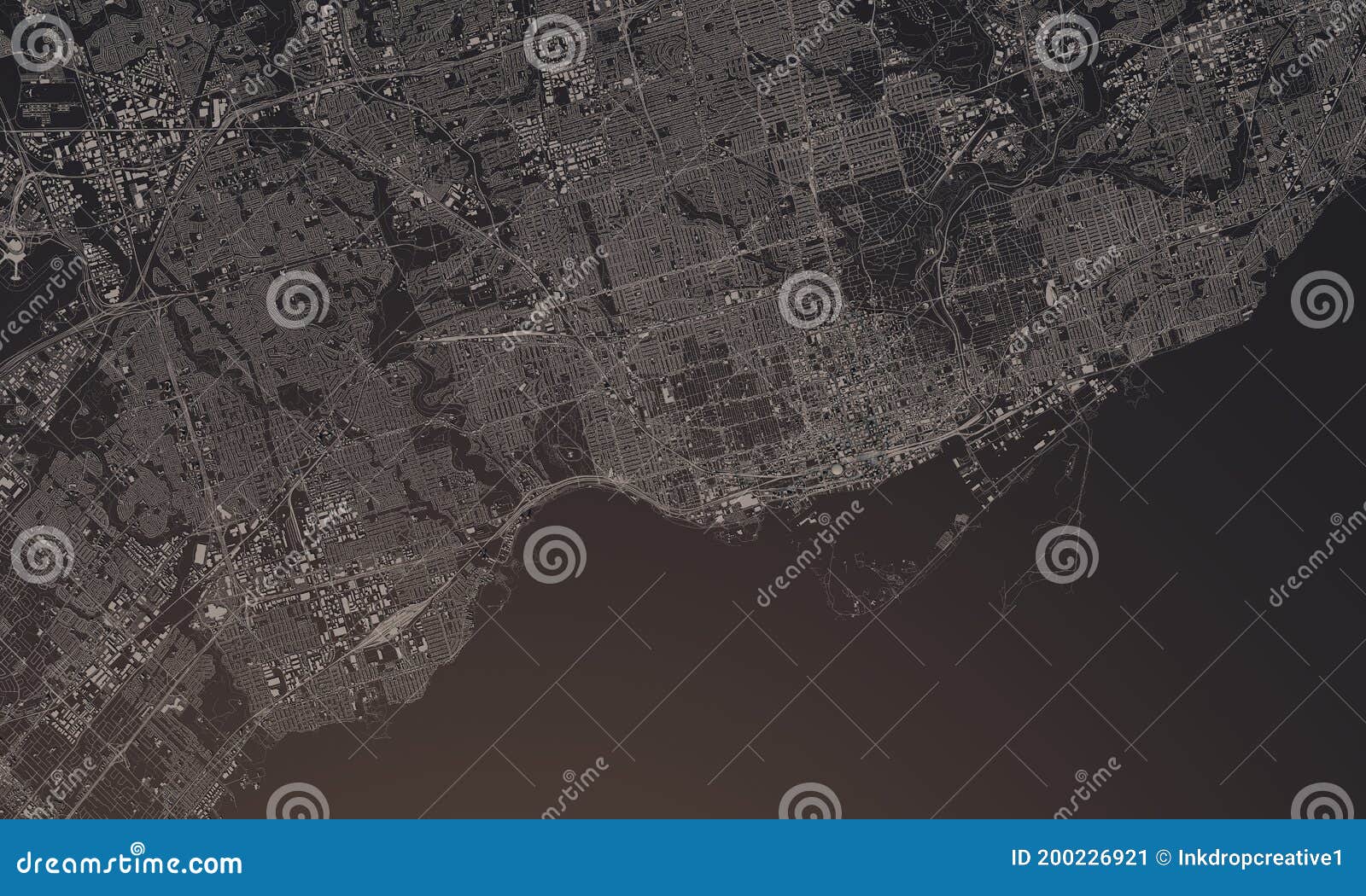 Toronto, Canada City Map 3D Rendering. Aerial Satellite View Stock ...