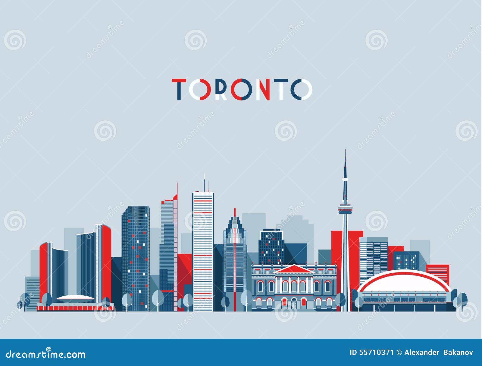 Toronto Canada City Skyline Flat Trendy Vector Stock Vector ...
