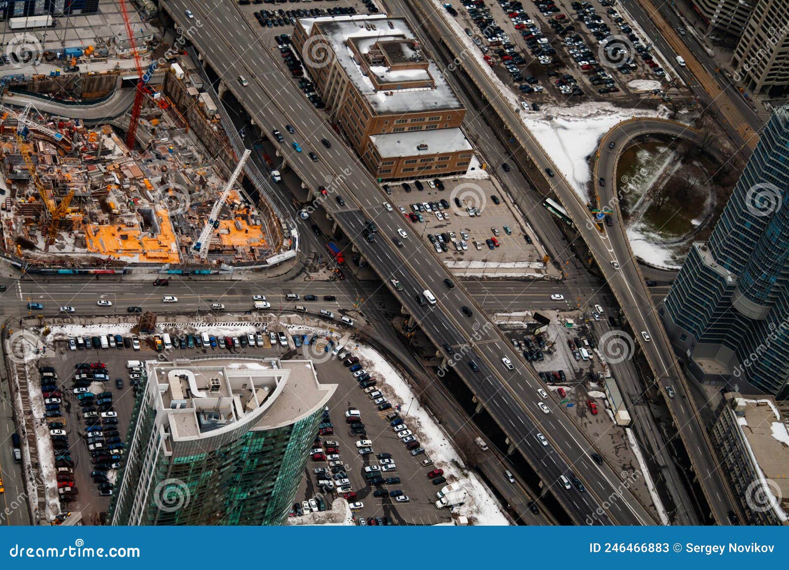 Toronto City Downtown Construction View from Above Stock Image - Image ...