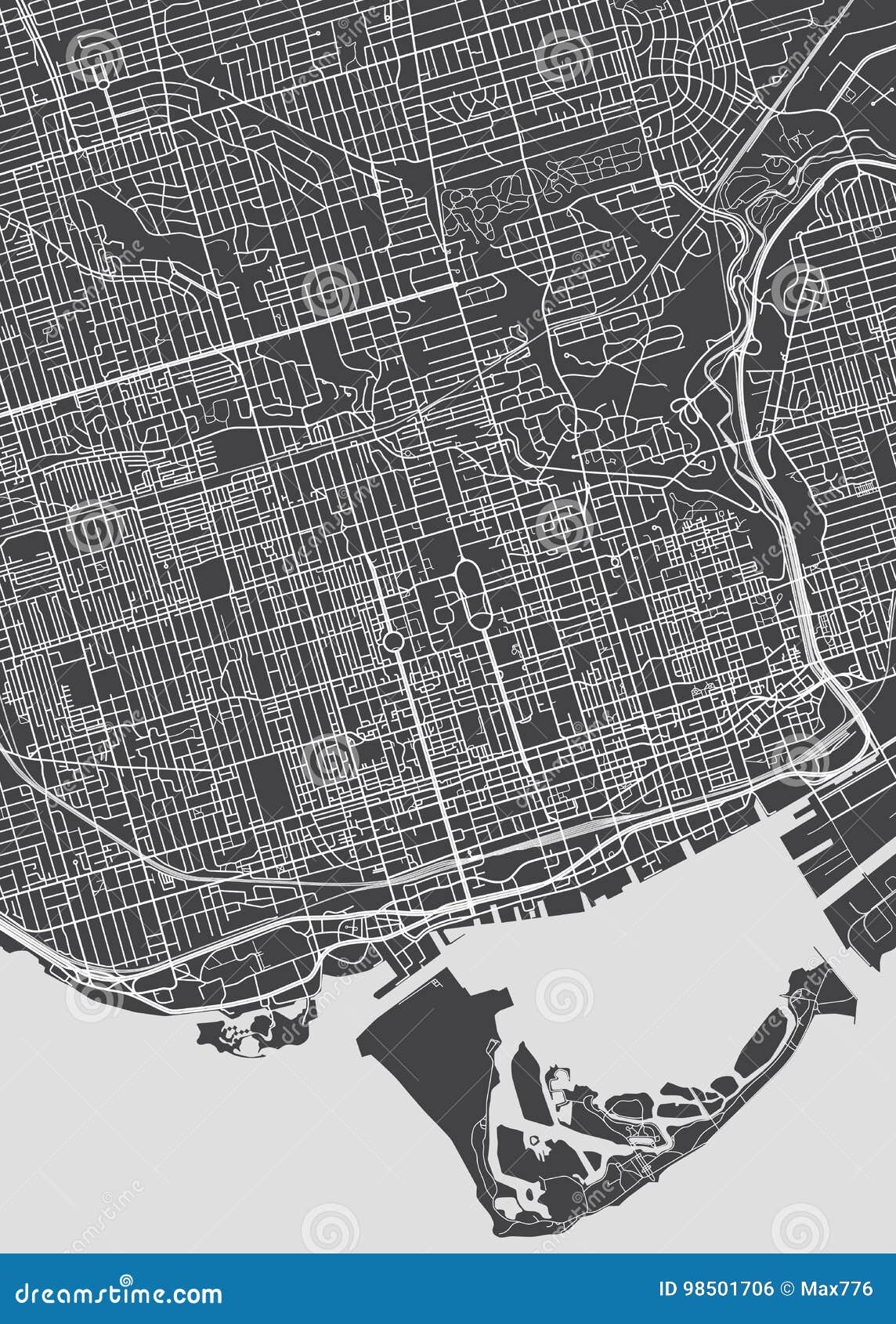 Toronto City Plan, Detailed Vector Map Stock Vector - Illustration of ...