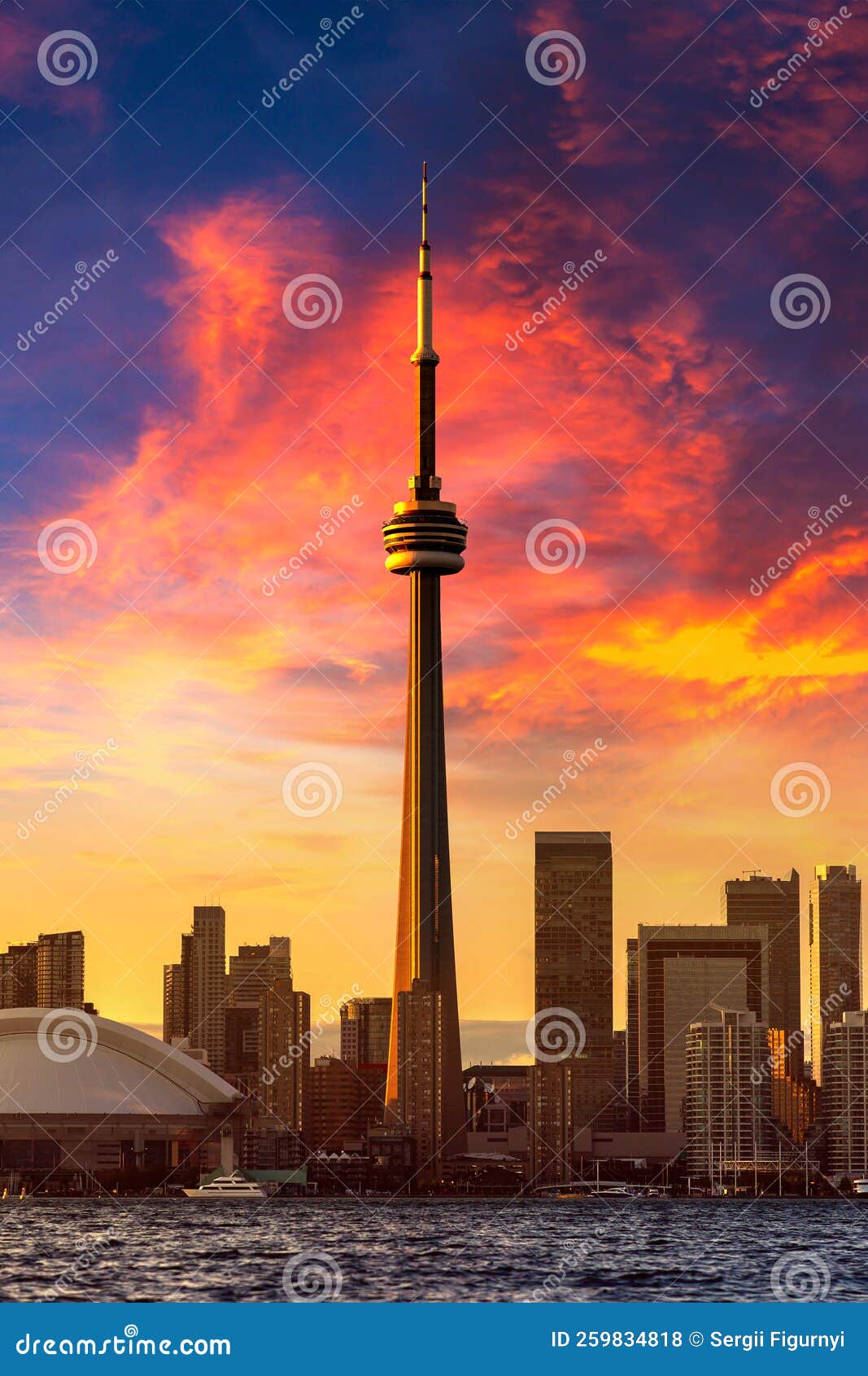 Toronto and CN Tower at Sunset, Canada Stock Photo - Image of light ...